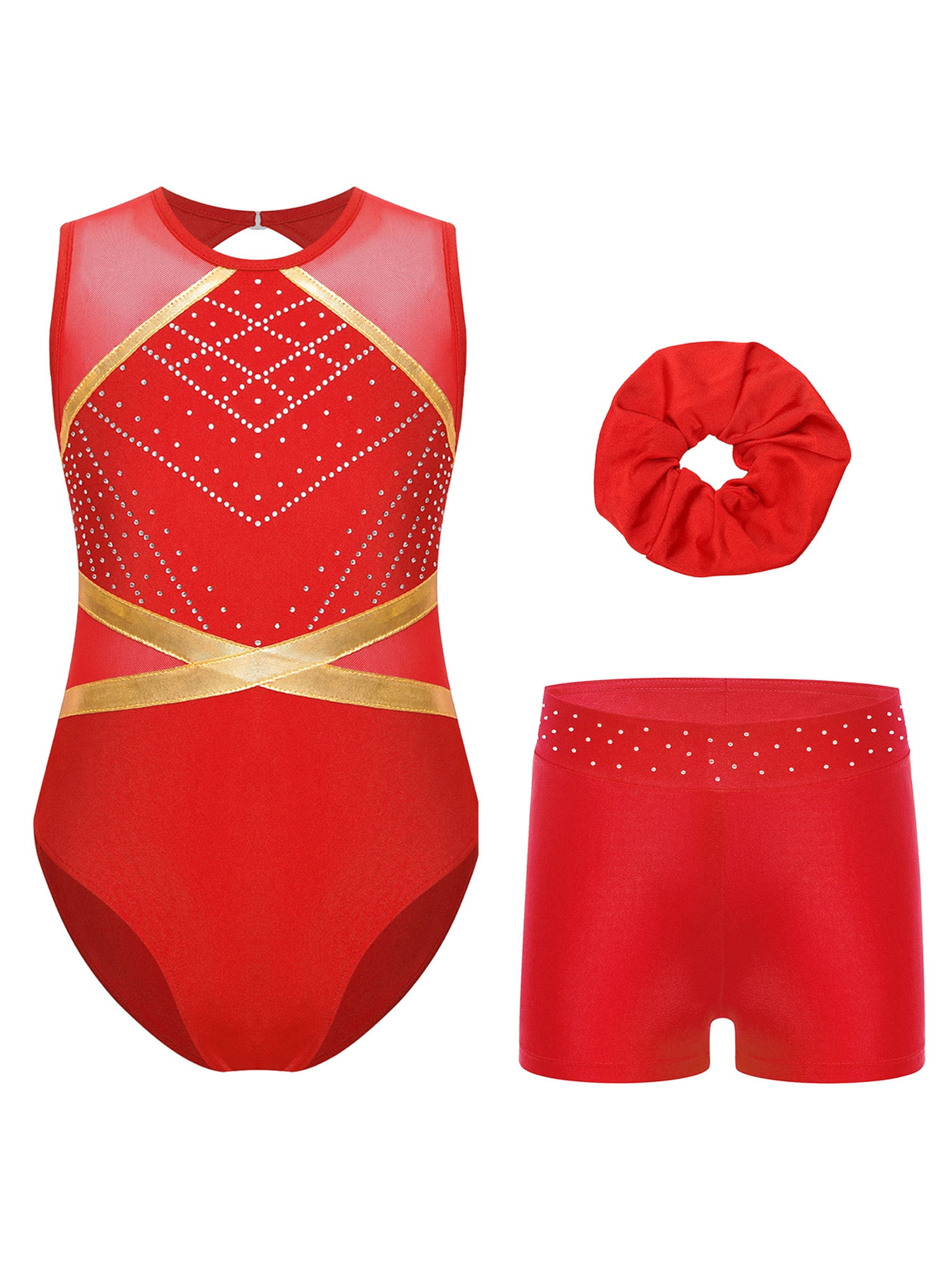 Alvivi Gymnastics Leotards for Girls Rhinestone Sleeveless Ballet ...