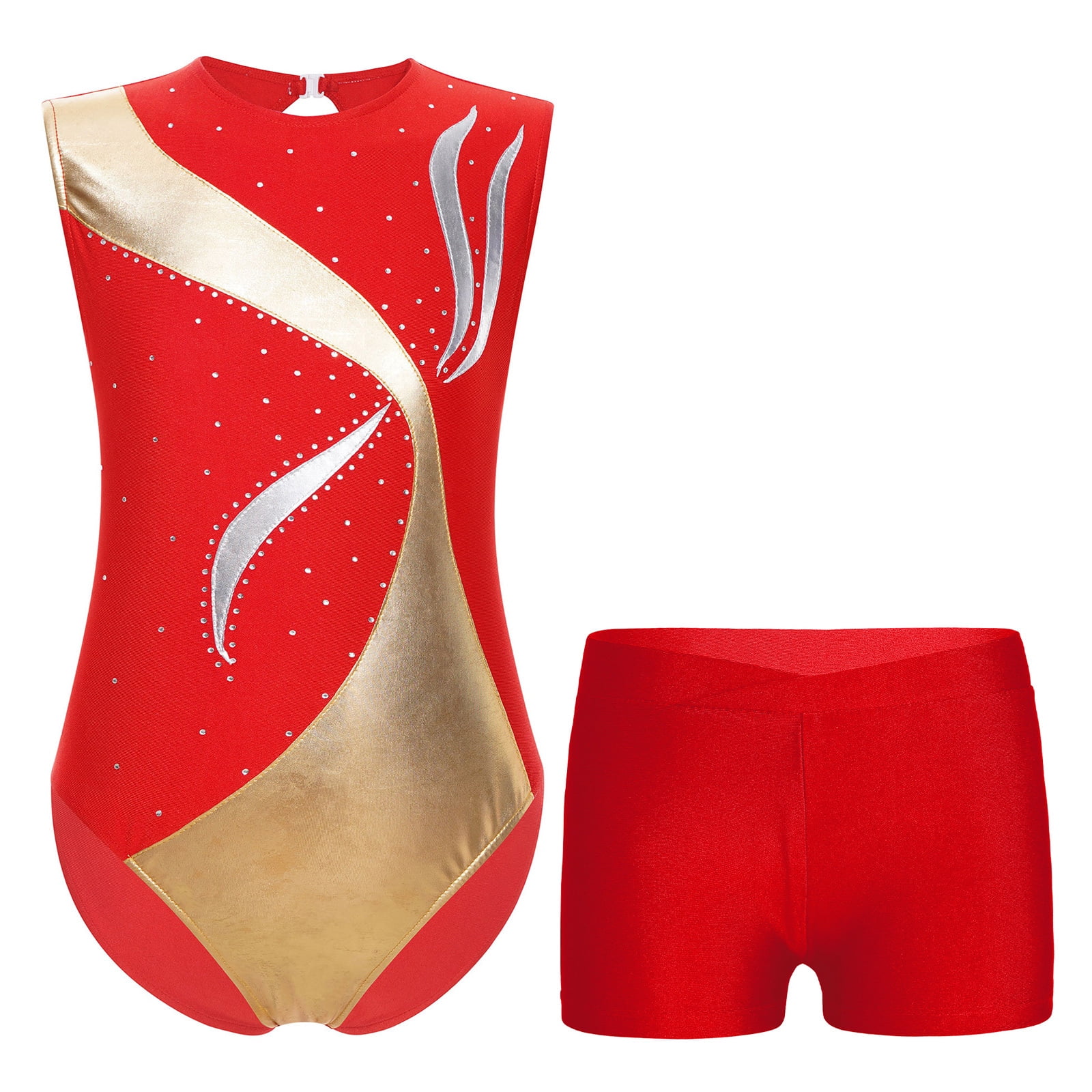 Alvivi Gymnastics Leotards for Girls Shiny Sleeveless Ballet Dance ...