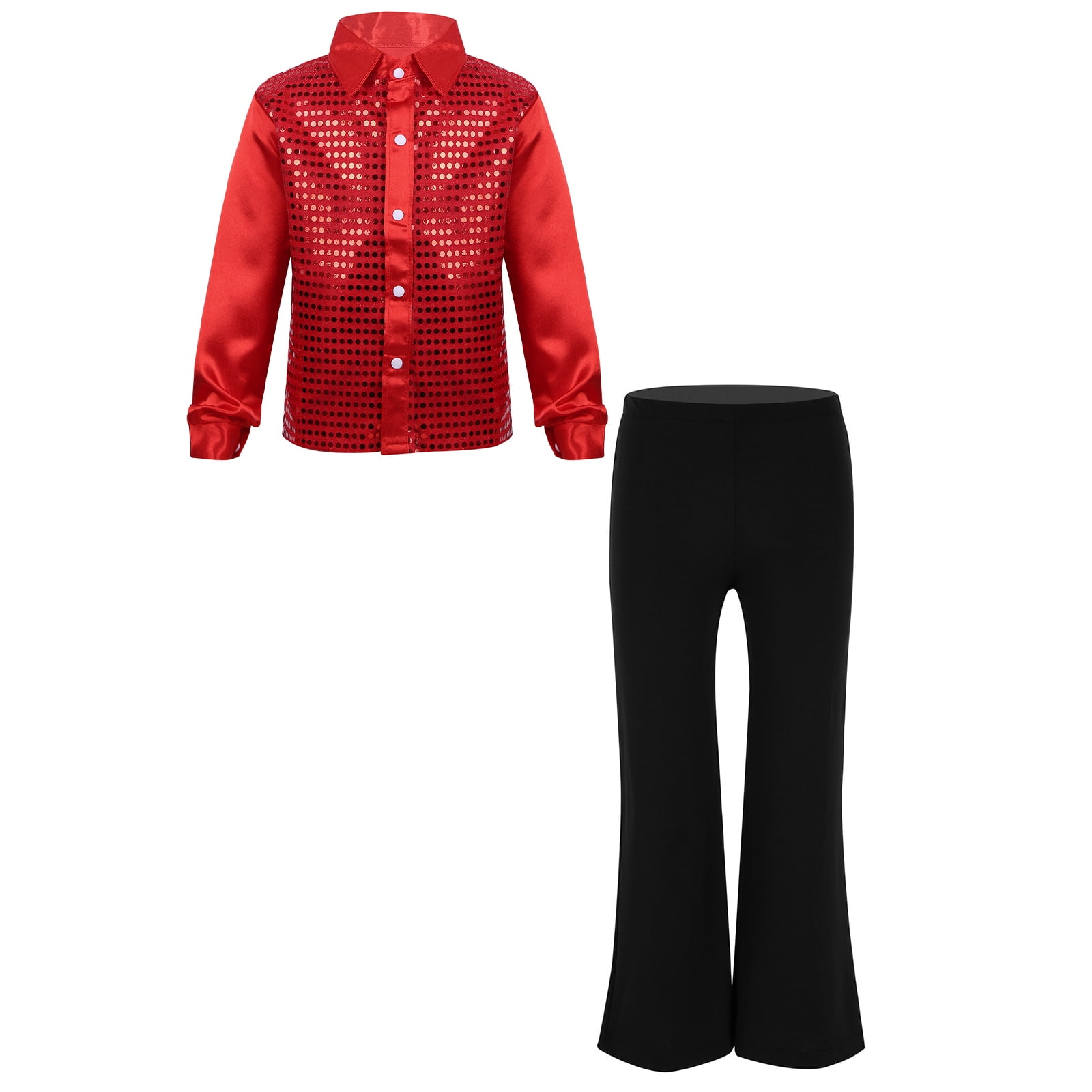 Alvivi Kids Boys Disco Choir Latin Jazz Dance Outfit Sparkle Shirt ...