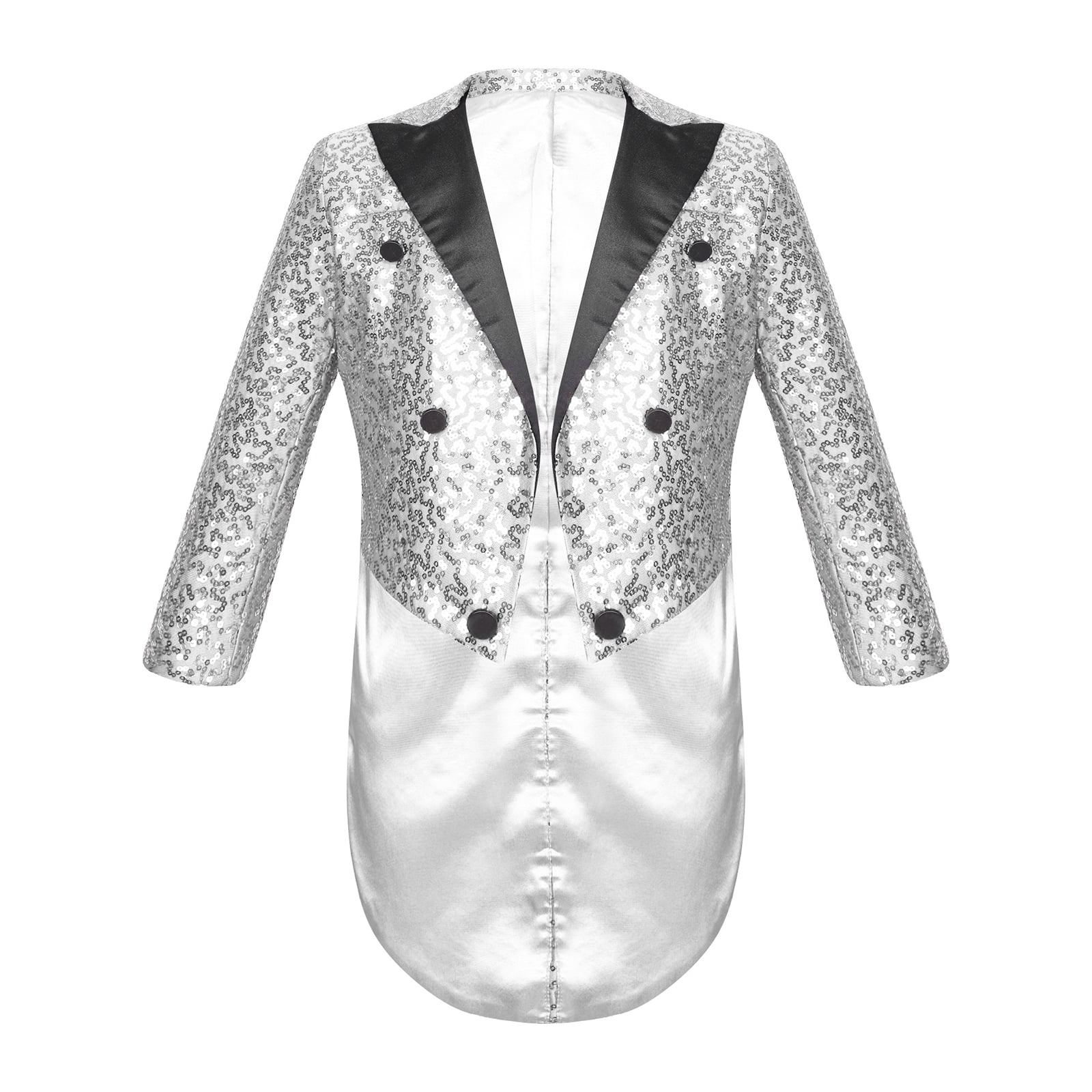 Alvivi Kids Boys Sparkle Sequin Tailcoat Tuxedo Blazer Party Wedding ...