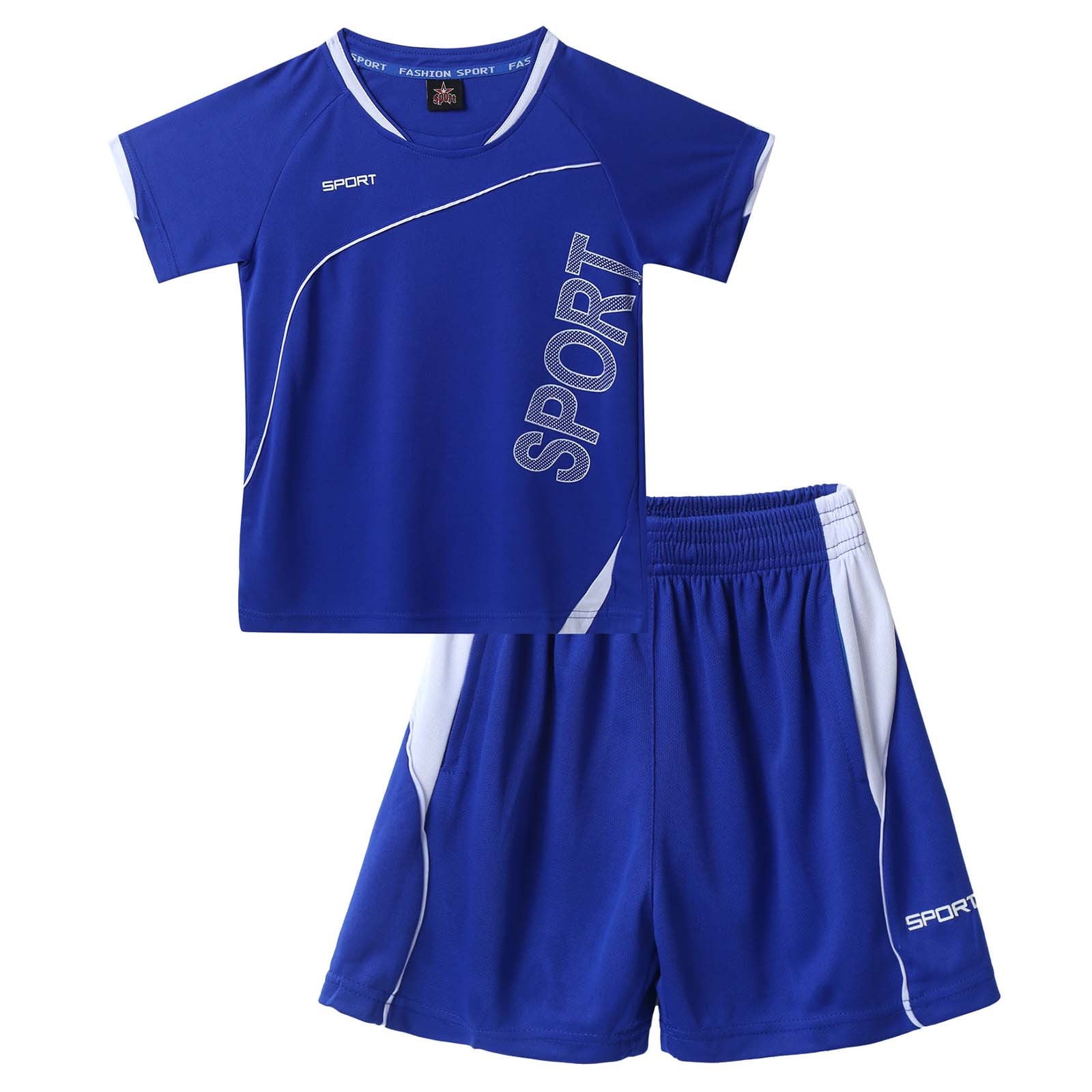 Alvivi Kids Boys Sport Football Training Outfits Short Sleeve Shirt Top ...