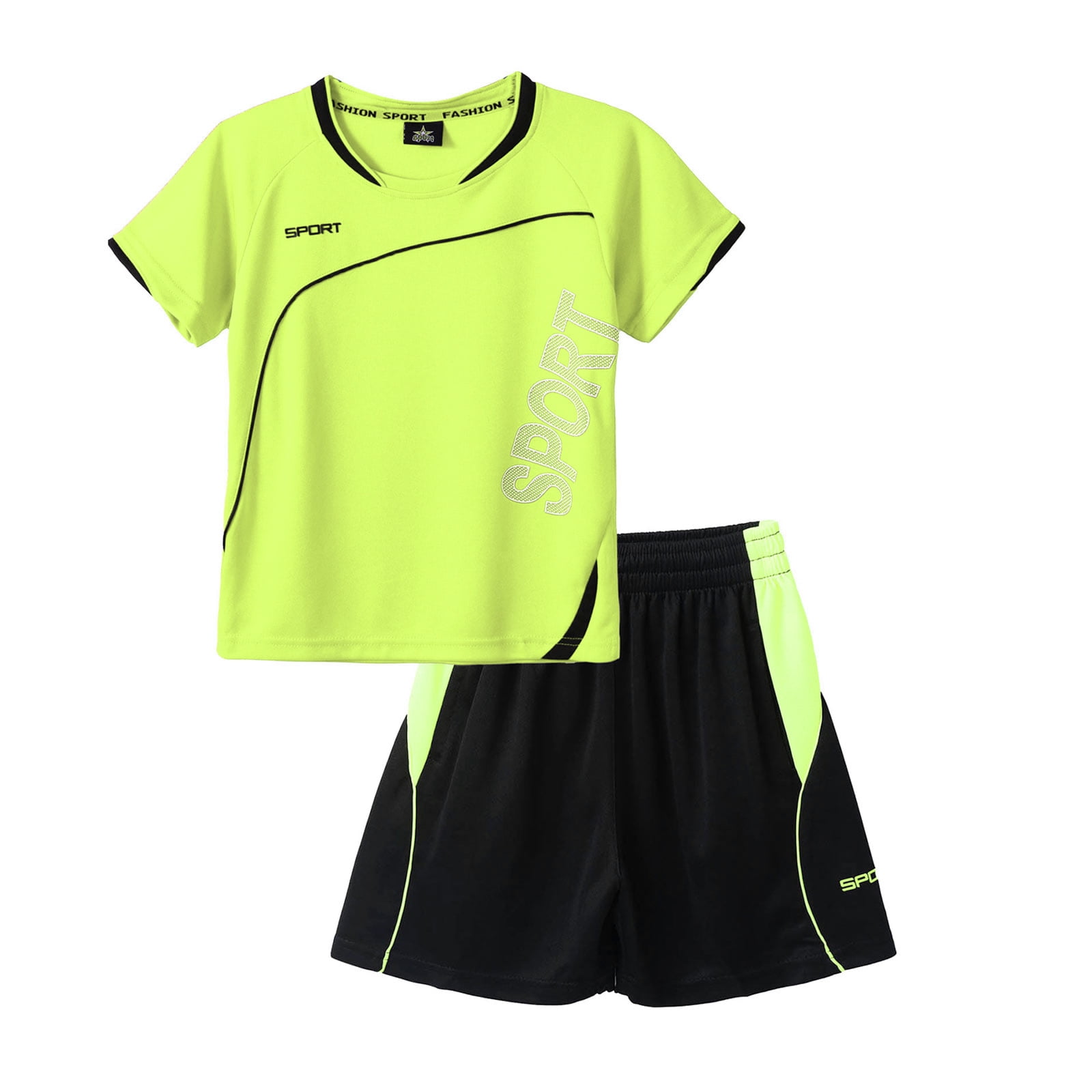 Alvivi Kids Boys Sport Football Training Outfits Short Sleeve Shirt Top ...