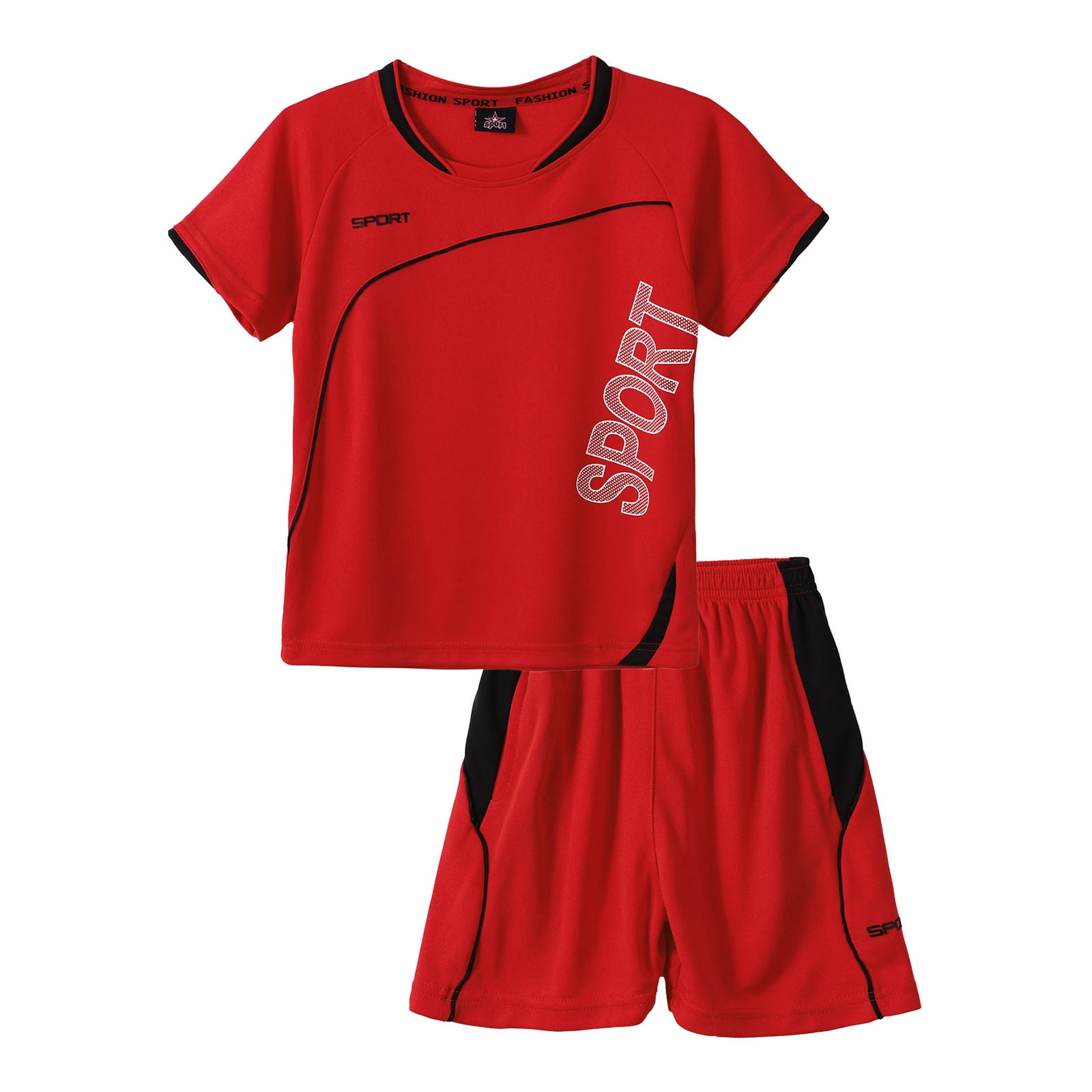 Alvivi Kids Boys Sport Football Training Outfits Short Sleeve Shirt Top ...