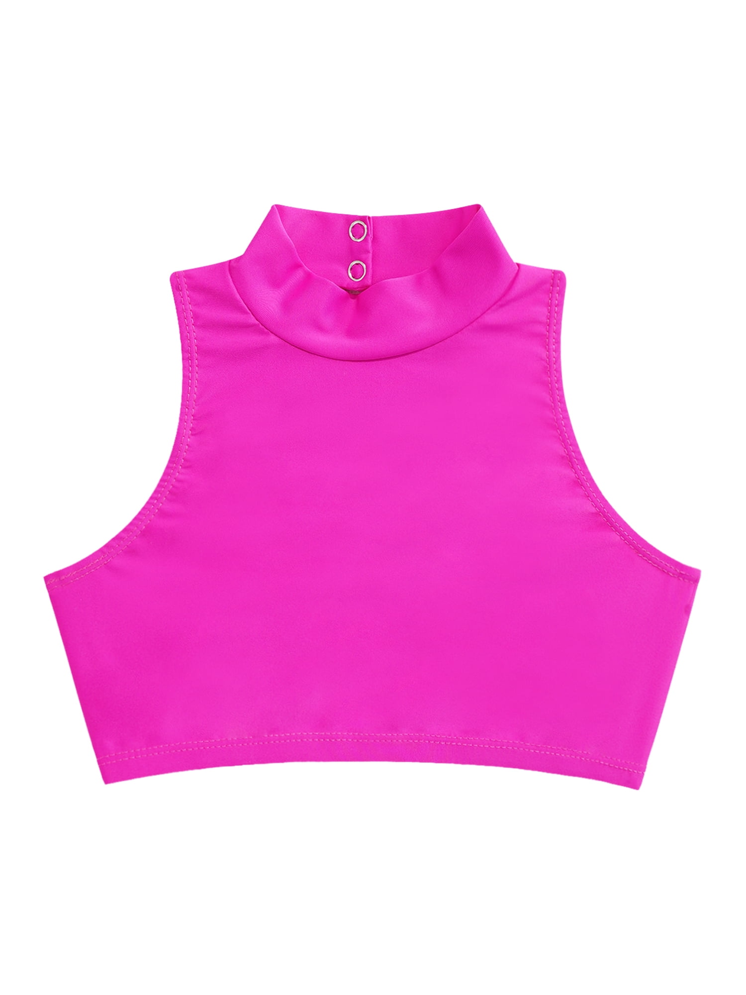 Alvivi Kids Girl Sleeveless Mock Neck Crop Top Cirss Cross Back Sport ...