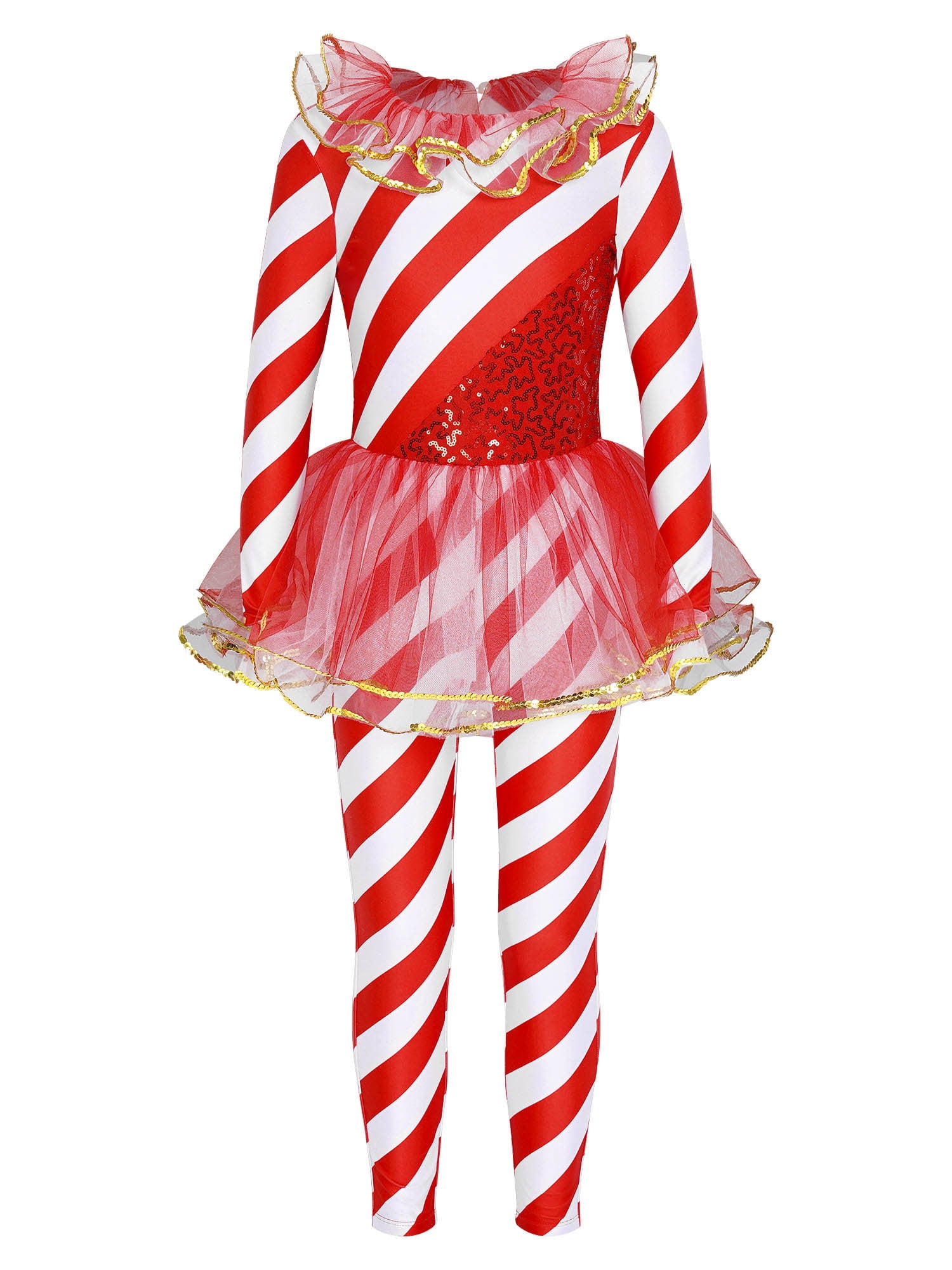 Alvivi Kids Girl's Striped Christmas Costume Gymnastics Leotards ...