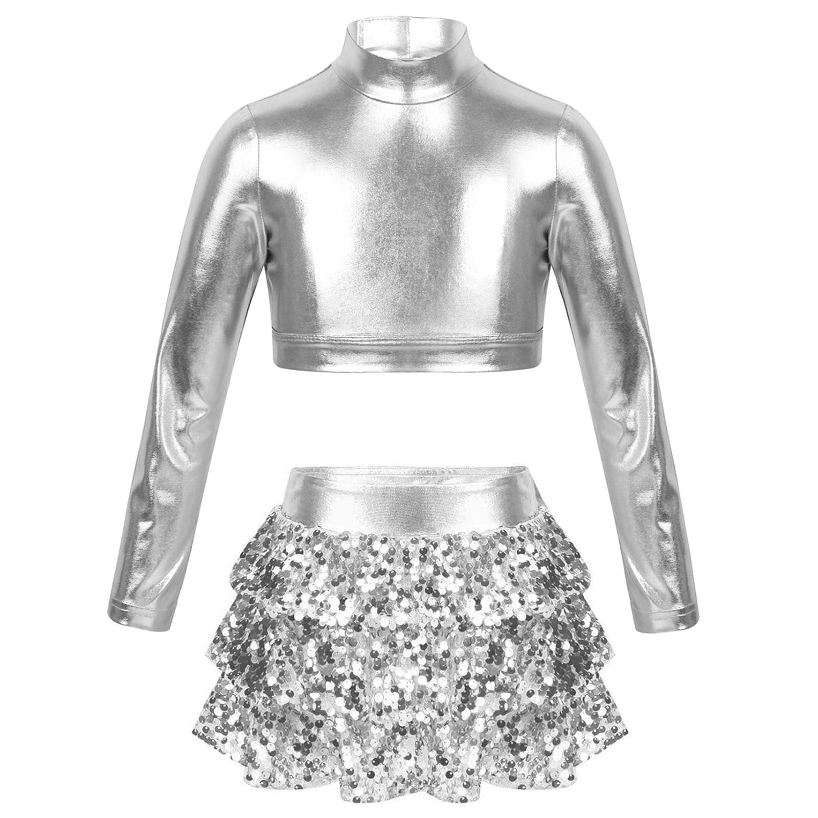 Alvivi Kids Girls 2 Pcs Hip Hop Rumba Latin Dance Costume Long Sleeve ...