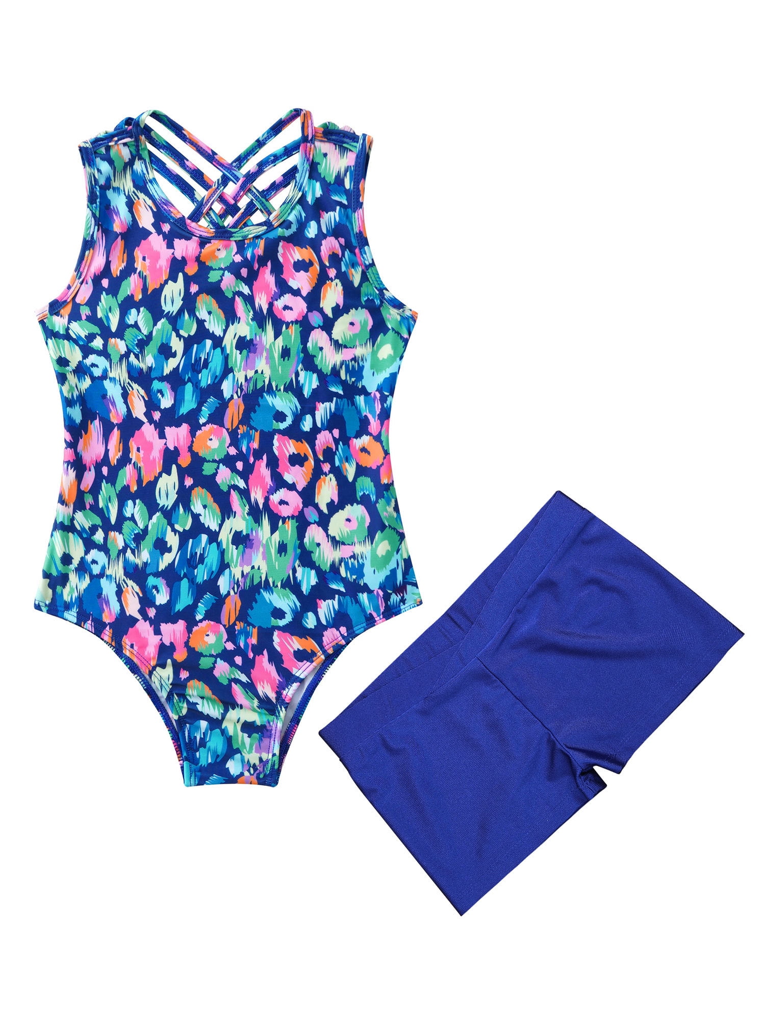 Alvivi Kids Girls 2Pcs Swimsuit Bodysuit with Shorts Bathing Suit ...