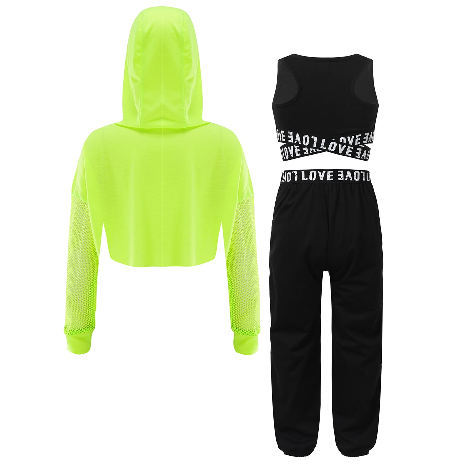 Alvivi Kids Girls 3 Pcs Athletic Gymnastic Dance Tracksuit Hooded Tops ...