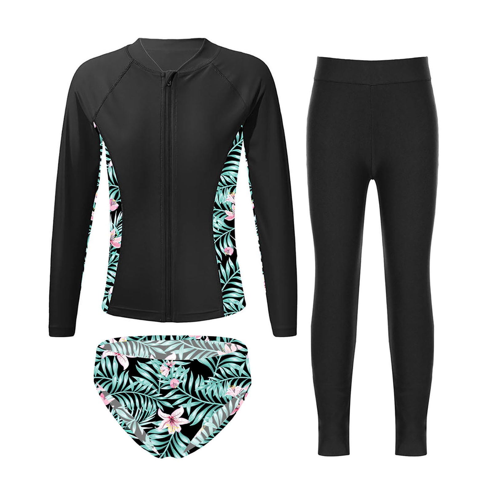 Alvivi Kids Girls 3 Pieces Rash Guard Swimsuit UPF 50+ Sun Protection ...