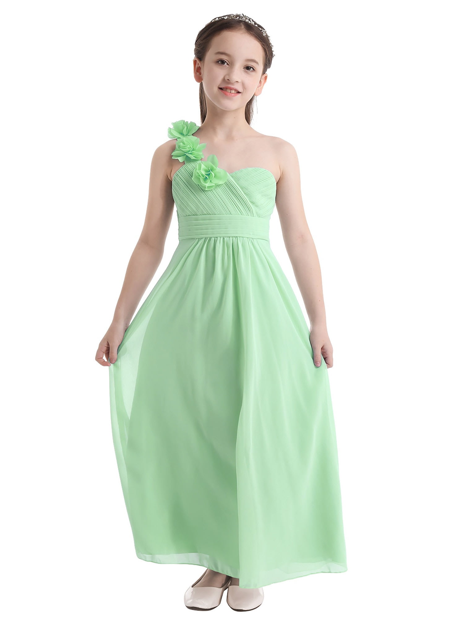 Alvivi Kids Girls A-Line Chiffon One Shoulder Flower Girl Dress Junior ...
