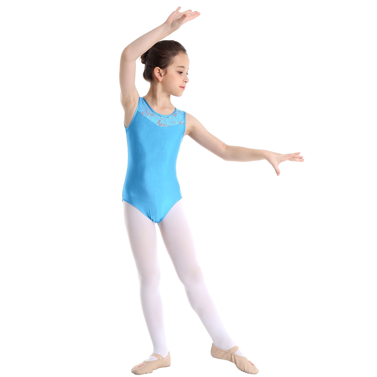 Alvivi Kids Girls Ballet Dance Leotard Lace Splice Cutout Back ...