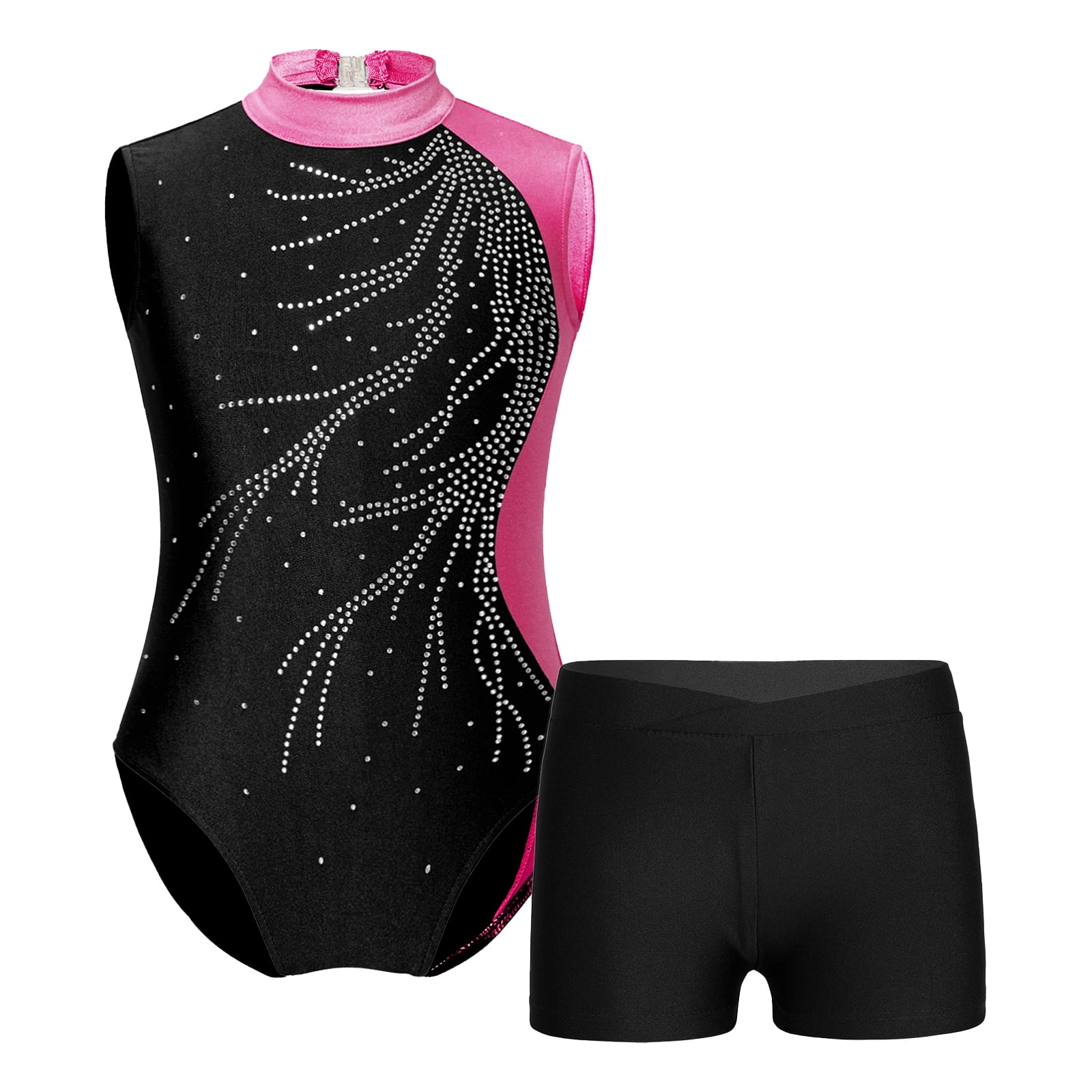 Alvivi Kids Girls Ballet Dance Outfits Sleeveless Rhinestone Gymnastics ...