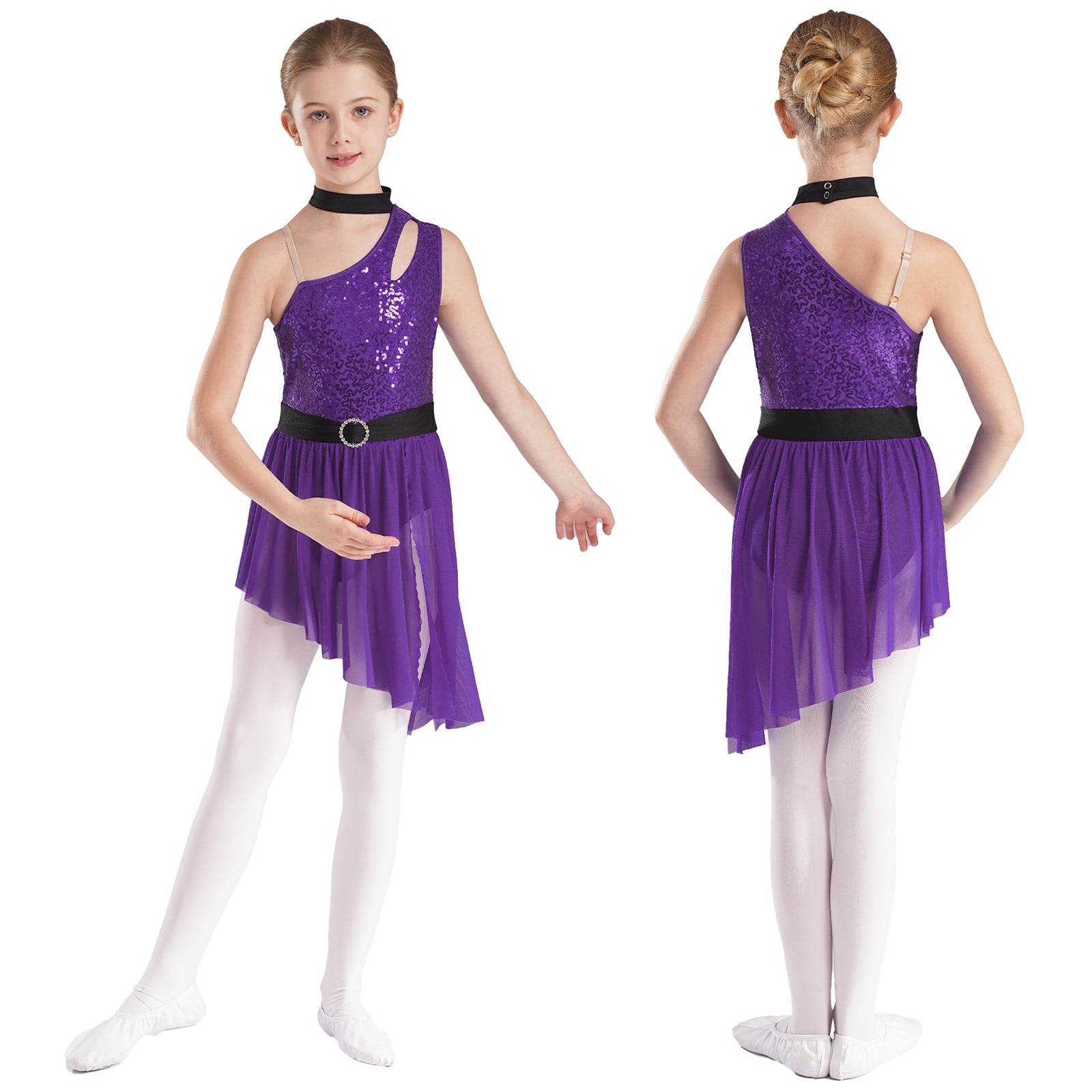 Alvivi Kids Girls Ballet Skirted Leotard Sequins Camisole Dance Tutu ...