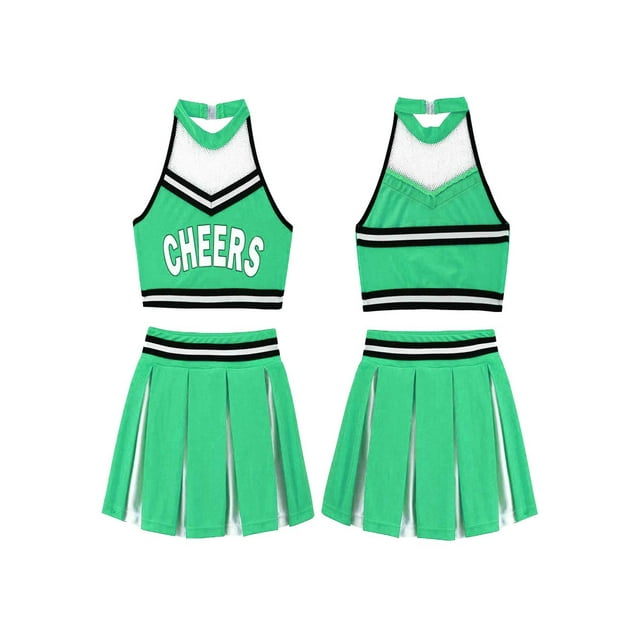 Alvivi Kids Girls Ceerleading Costume Halter Neck Crop Top Pleated ...