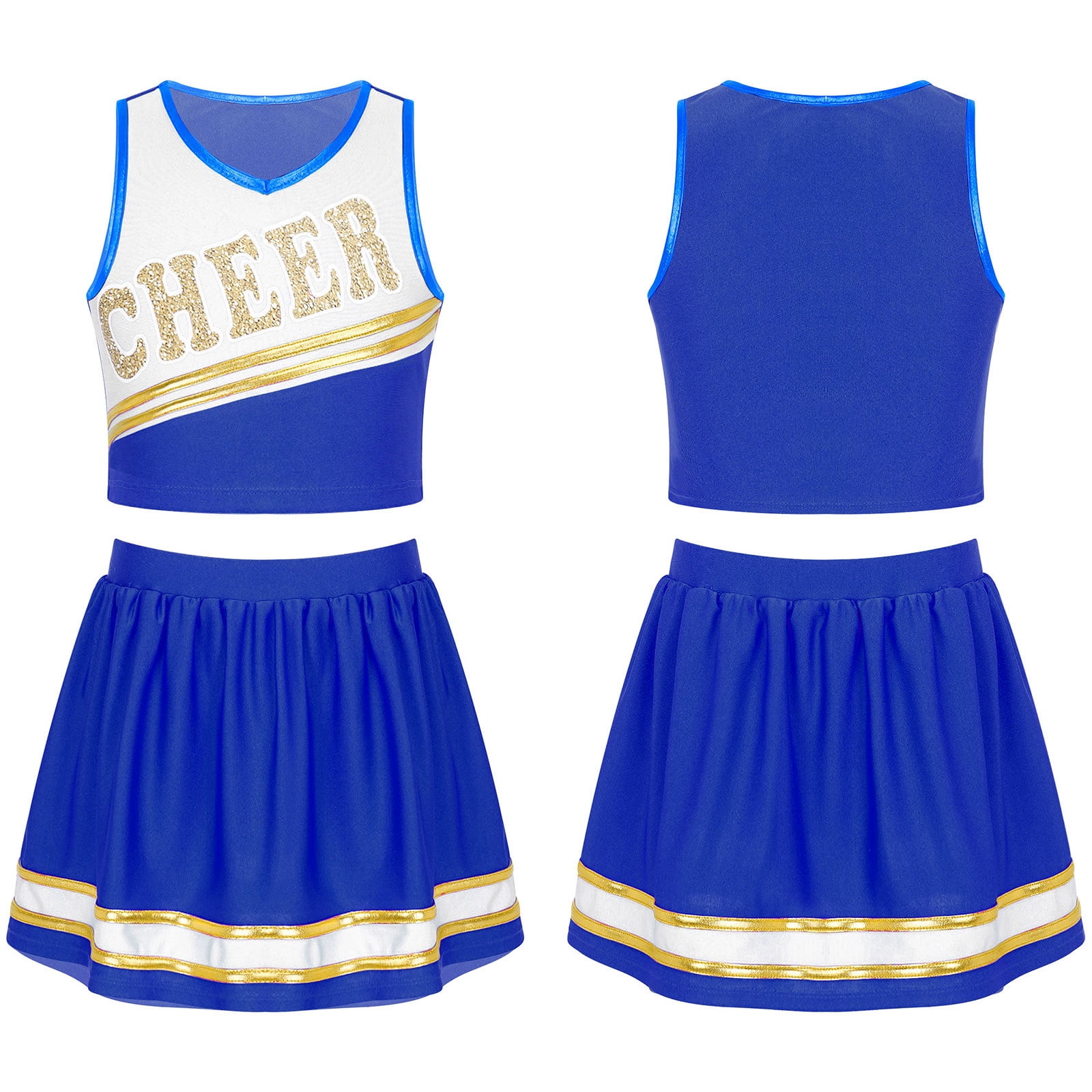 Alvivi Kids Girls Cheer Leader Costume Cheerleading Crop Top with ...