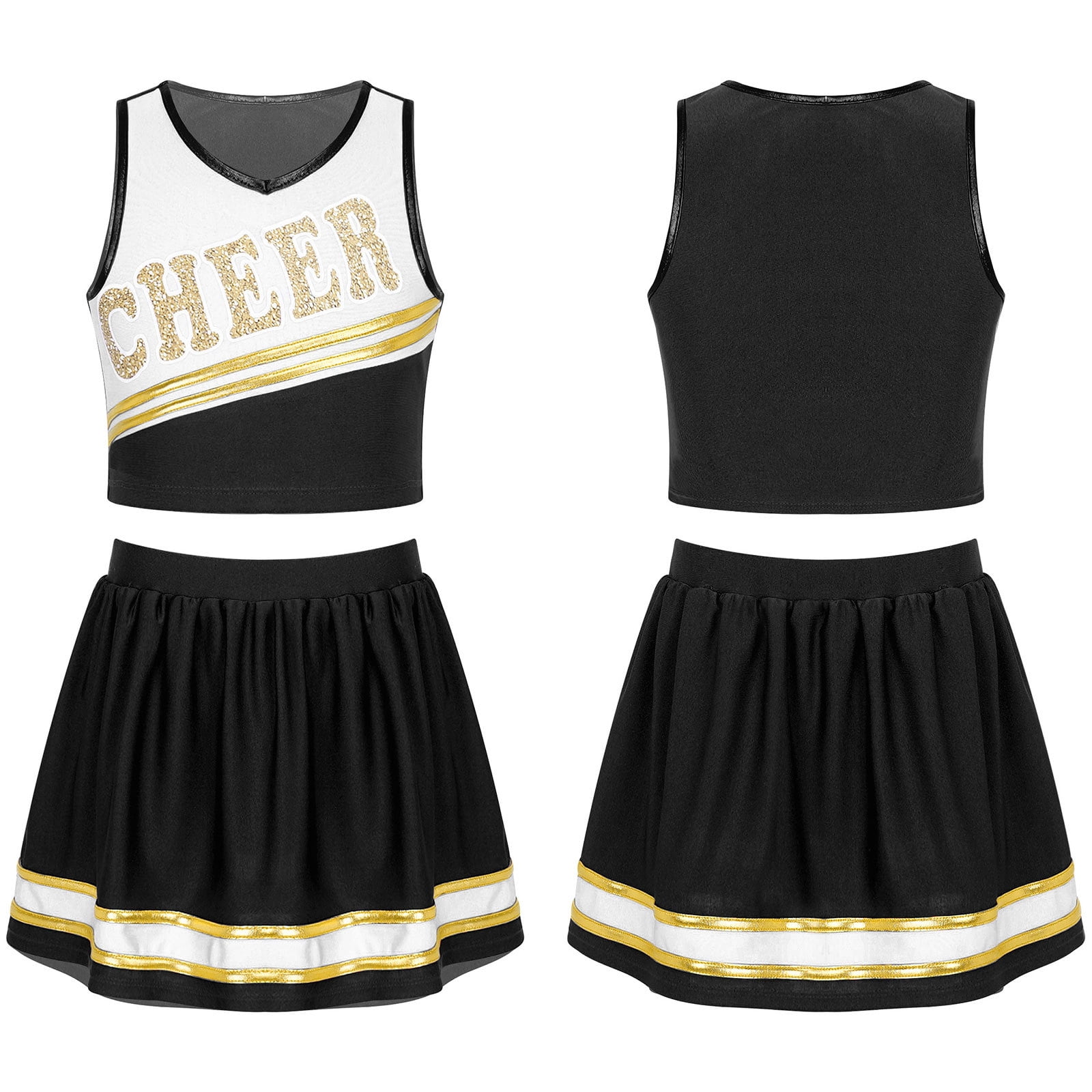 Alvivi Kids Girls Cheer Leader Costume Cheerleading Crop Top with ...