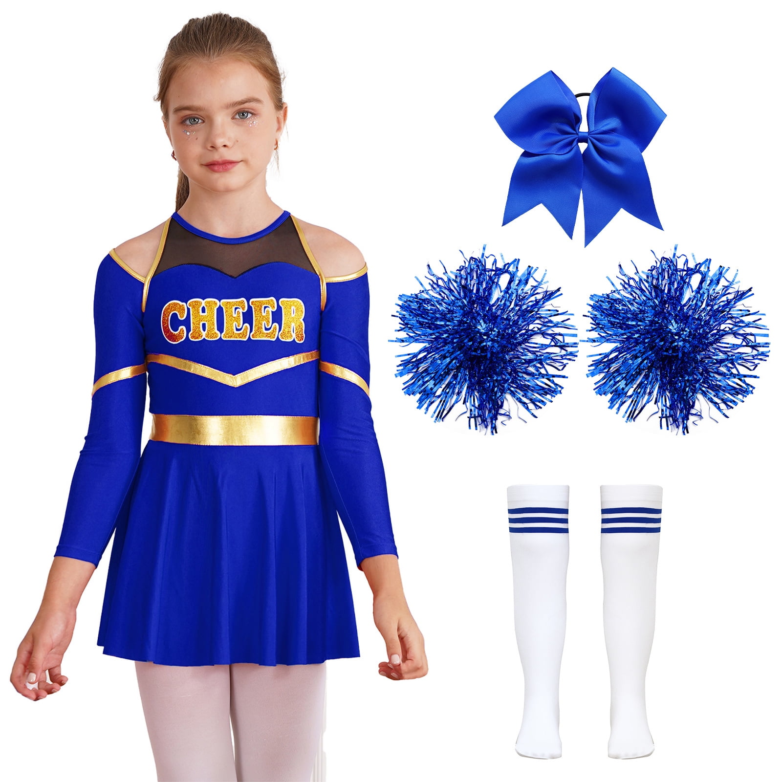 Alvivi Kids Girls Cheer Leader Halloween Costume Cheerleading Team ...