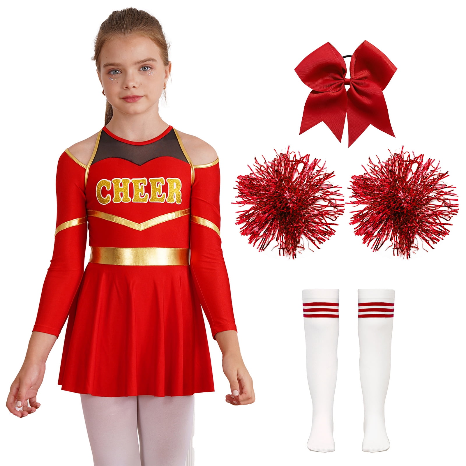 Alvivi Kids Girls Cheer Leader Halloween Costume Cheerleading Team ...