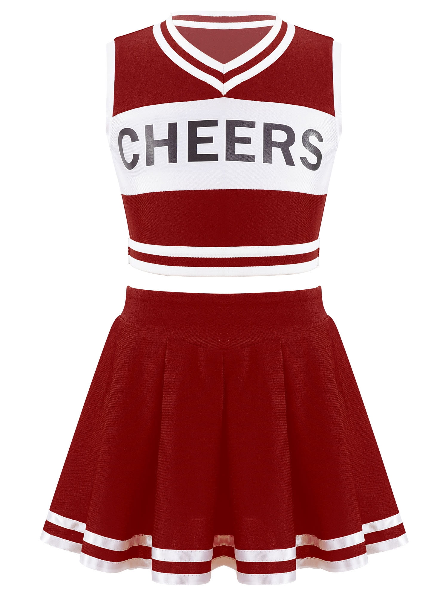 Alvivi Kids Girls Cheer Leader Uniform Costume Crop Tops with Skirt Set ...