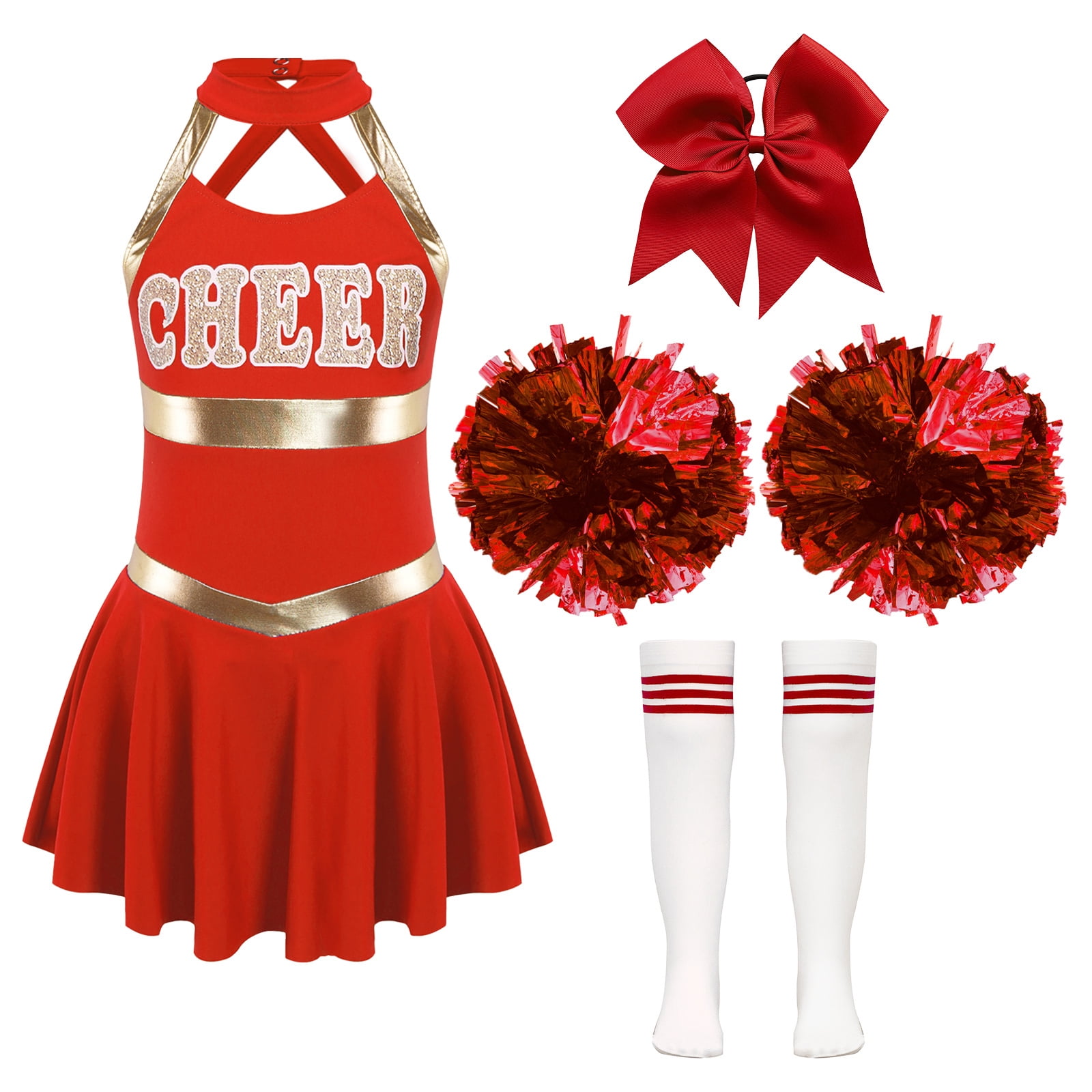 Alvivi Kids Girls Cheerleading Outfits Cheer Leader Sleeveless Dance ...