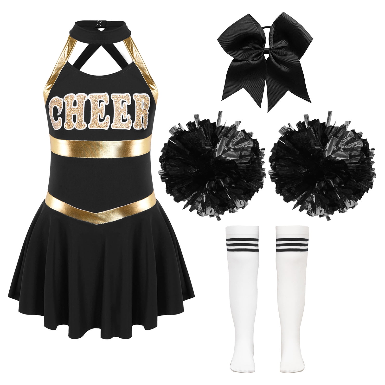 Alvivi Kids Girls Cheerleading Outfits Cheer Leader Sleeveless Dance ...
