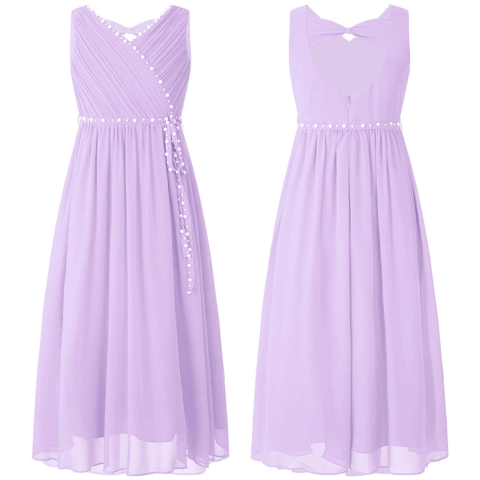 Alvivi Kids Girls Chiffon V Neck Party Dress Wedding Maxi Formal Ball ...