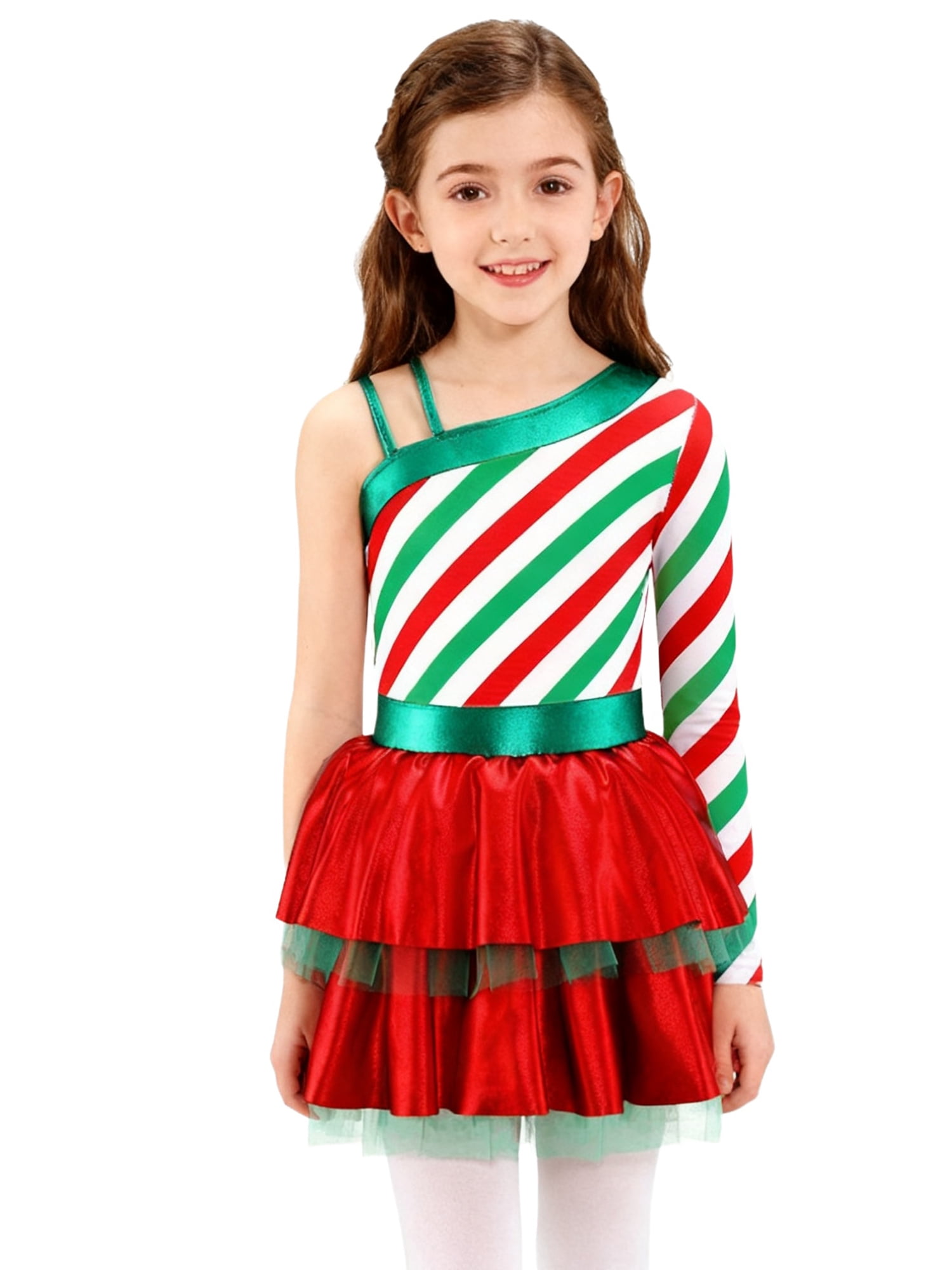 Alvivi Kids Girls Christmas Tutu Dress Sequins Stripes Leotard Dance ...