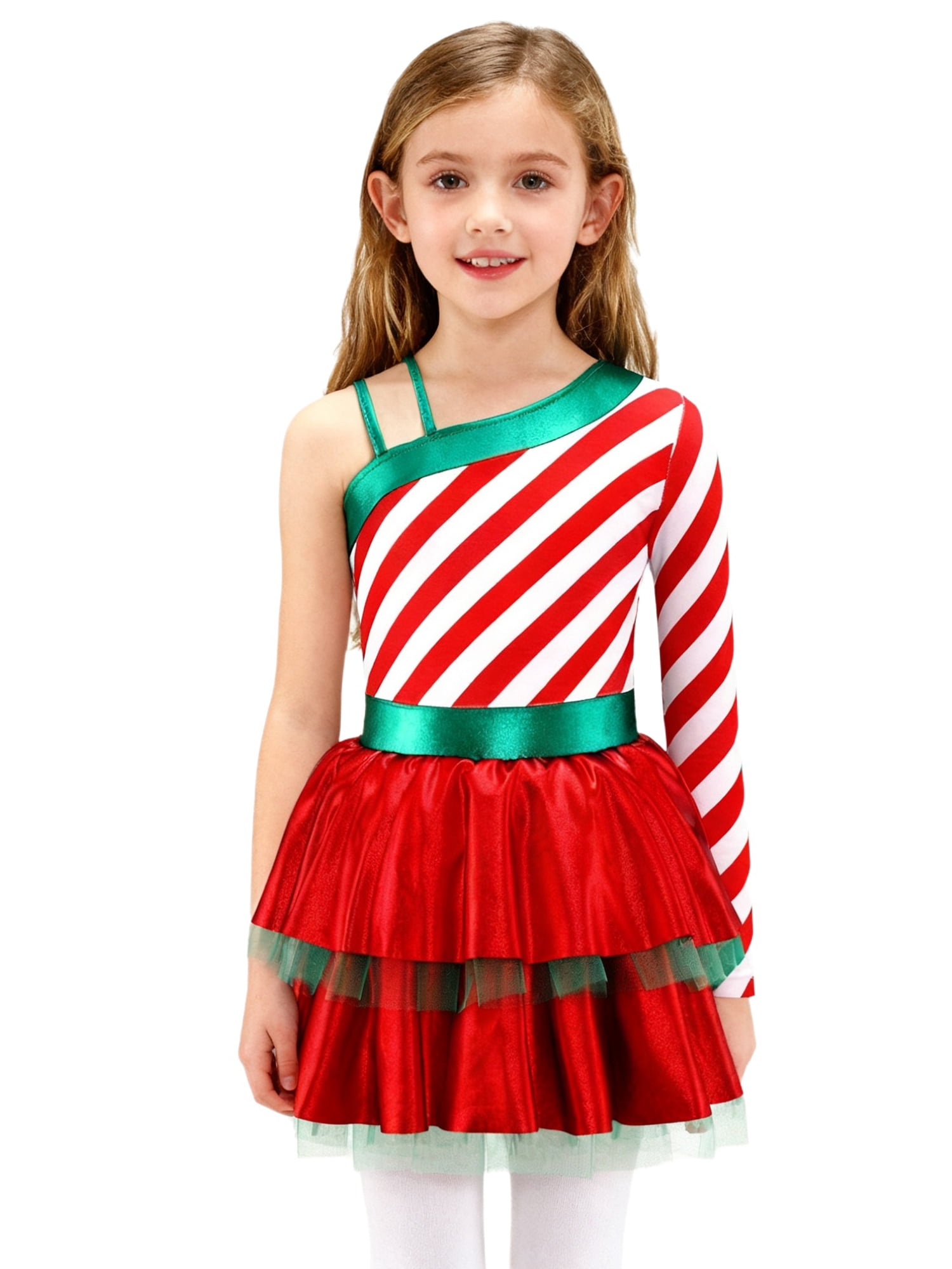 Alvivi Kids Girls Christmas Tutu Dress Sequins Stripes Leotard Dance ...