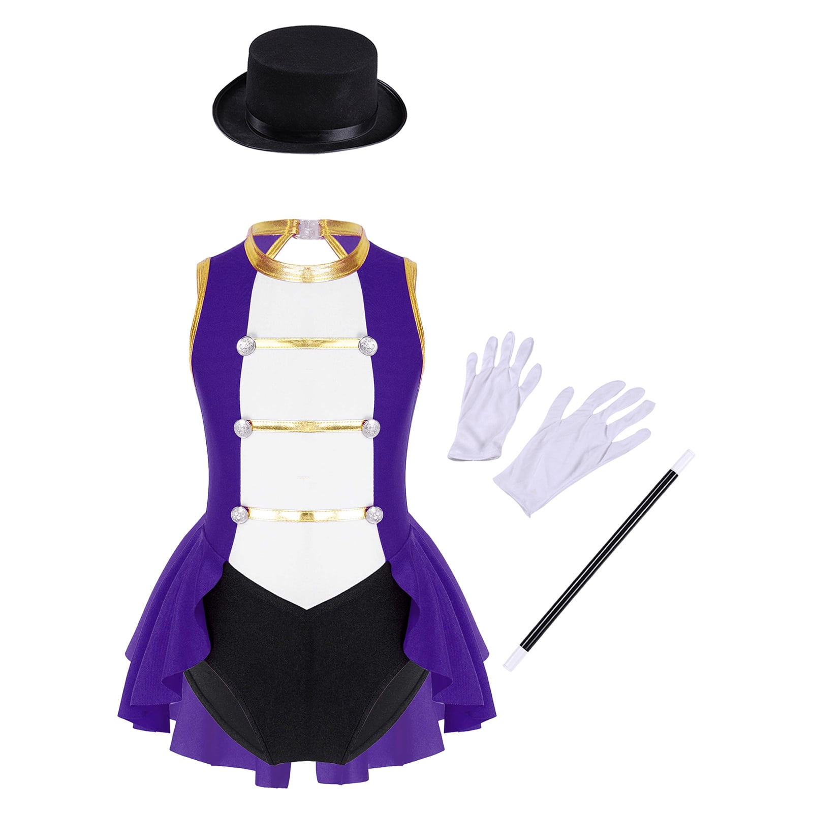 Alvivi Kids Girls Circus Ringmaster Costume 4PCS Magic Show Performance ...