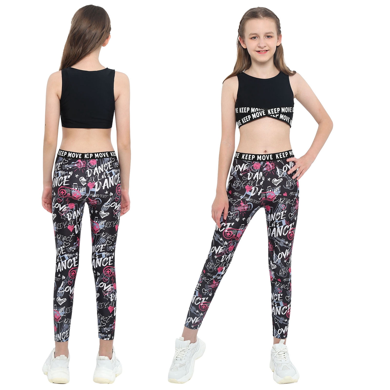 Alvivi Kids Girls Crop Top with Leggings Athletic Tracksuit Gym Active ...