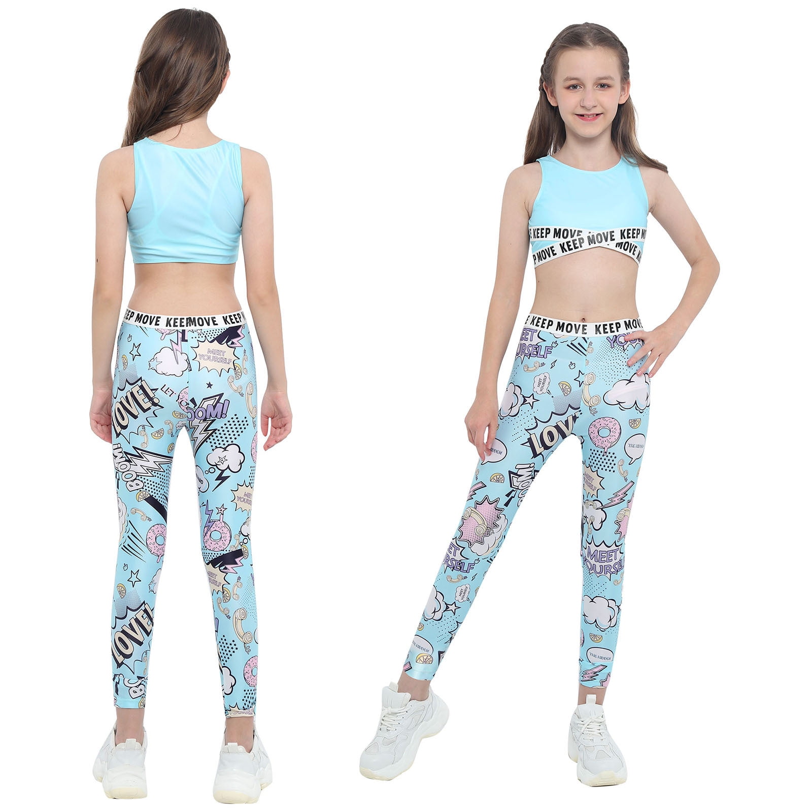 Alvivi Kids Girls Crop Top with Leggings Athletic Tracksuit Gym Active ...