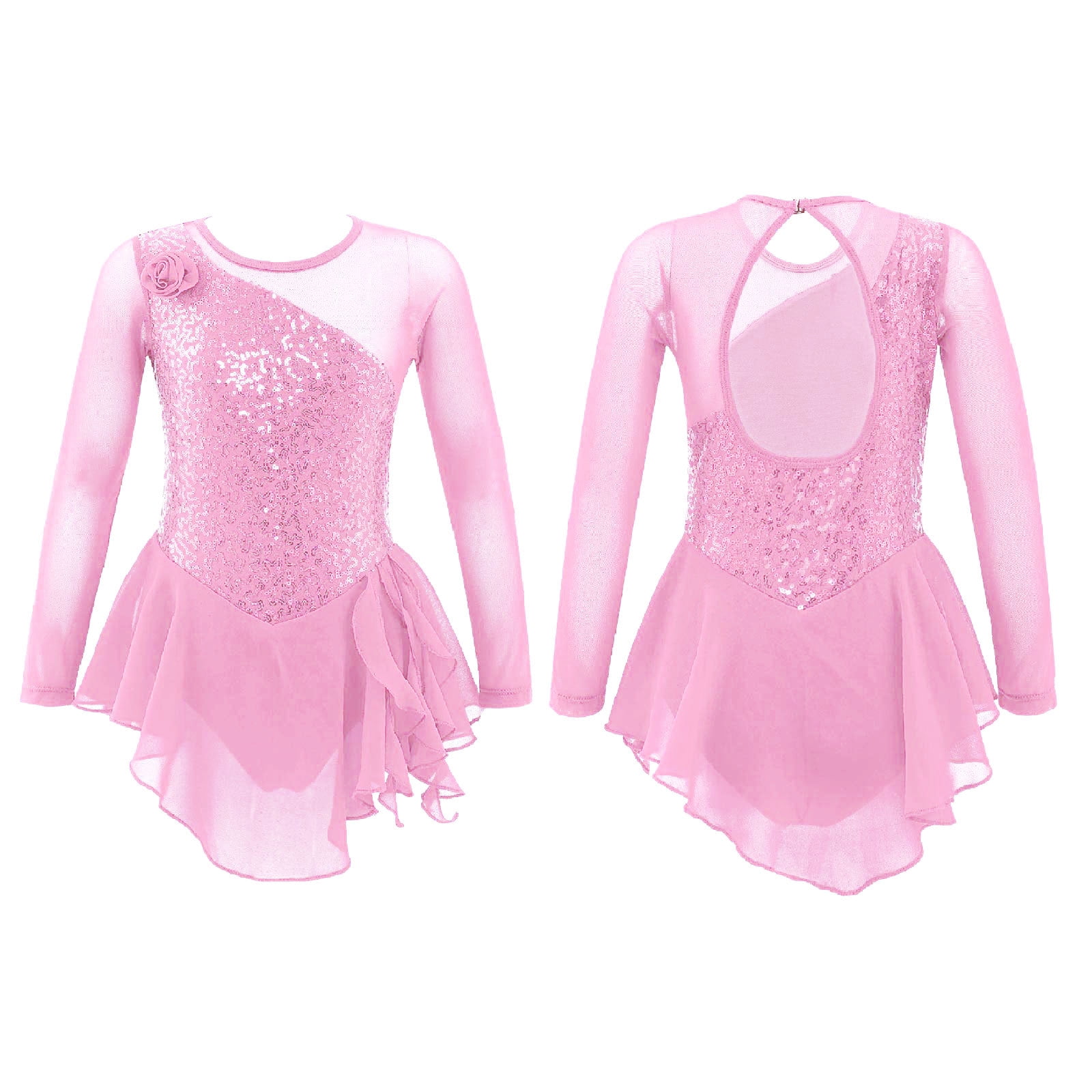 Alvivi Kids Girls Dance Dress Long Sleeve Ballet Gymnastics Skating ...