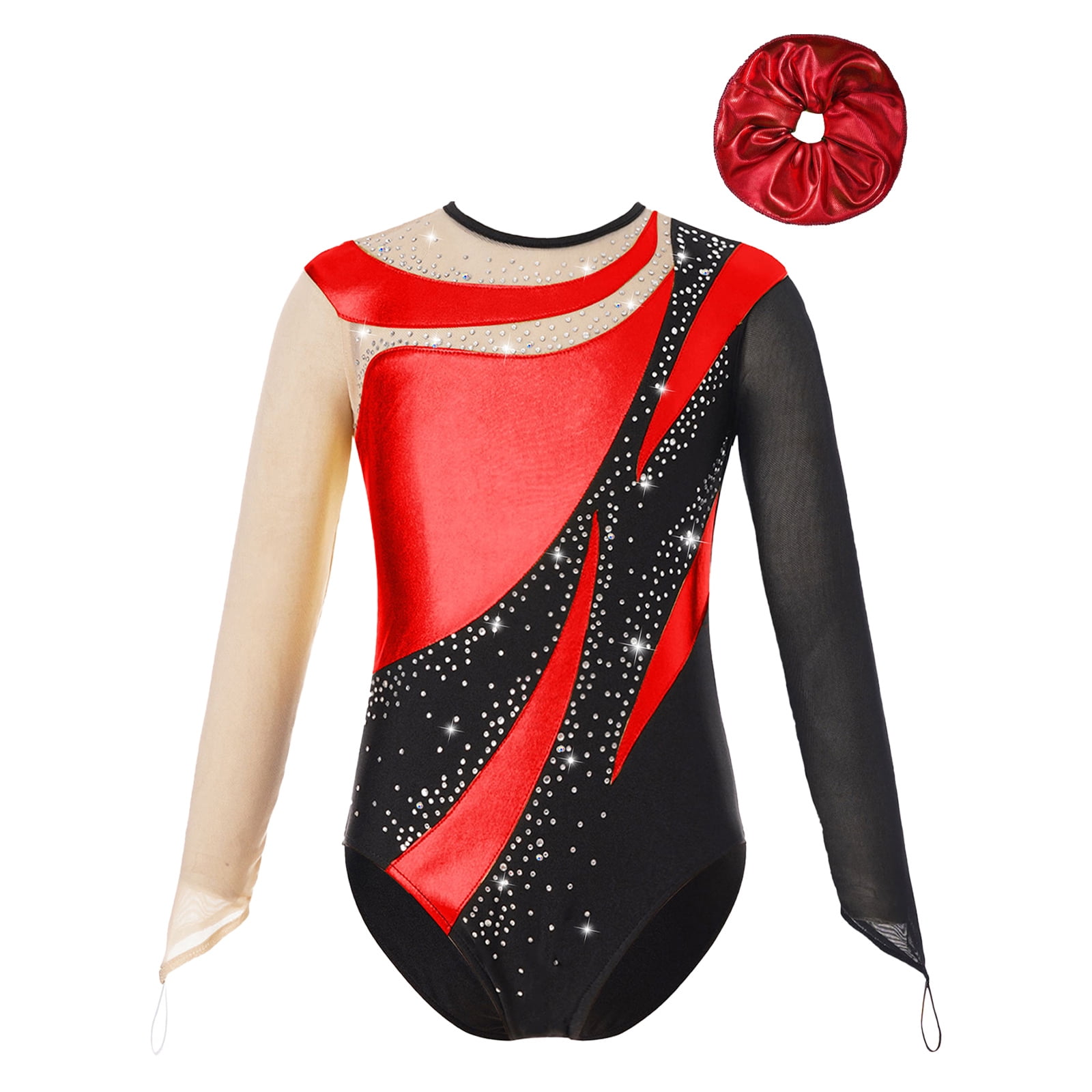 Alvivi Kids Girls Gymnastics Leotard Shiny Rhinestone Long Sleeve ...