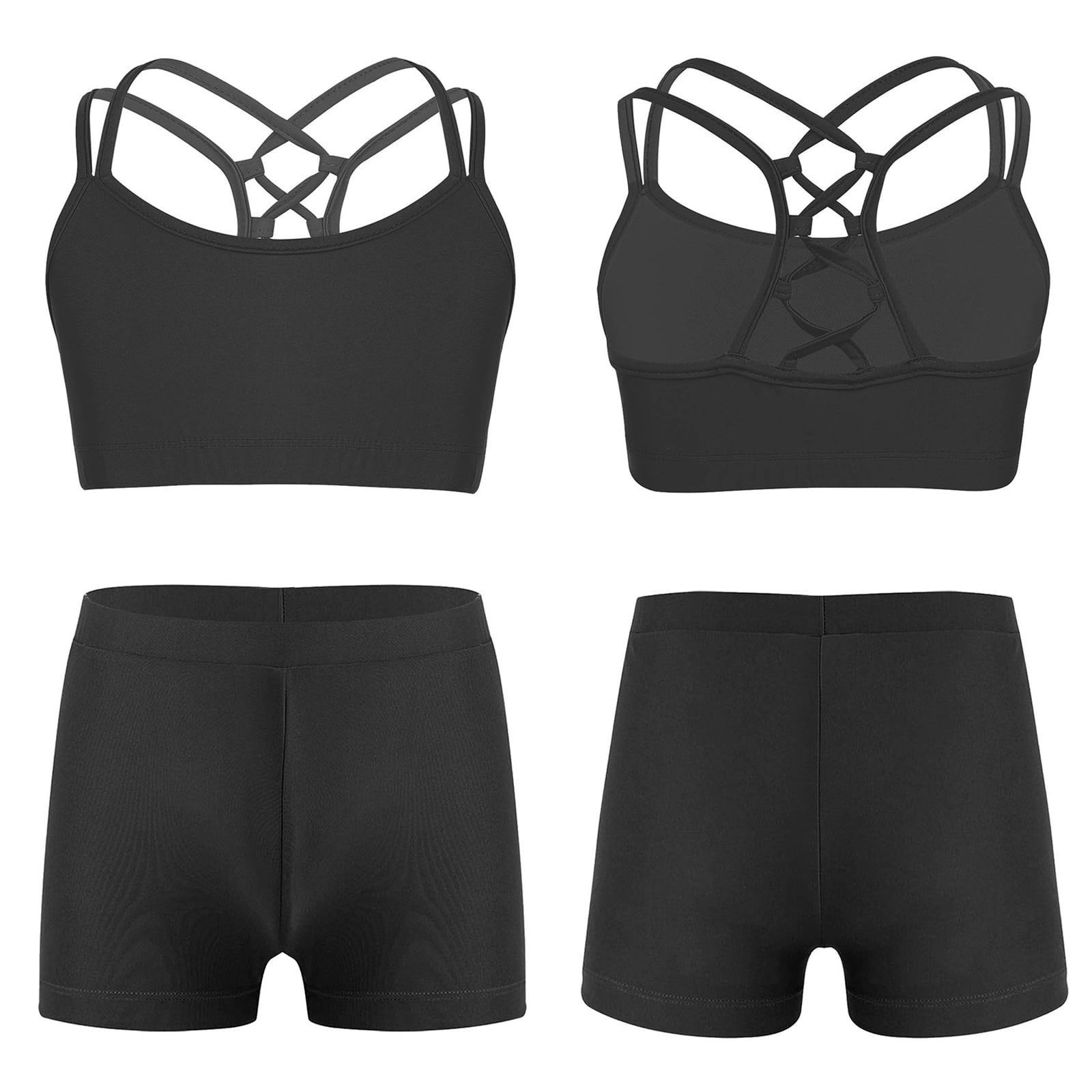 Alvivi Kids Girls Gymnastics Sports Cutout Back Crop Top with Booty ...