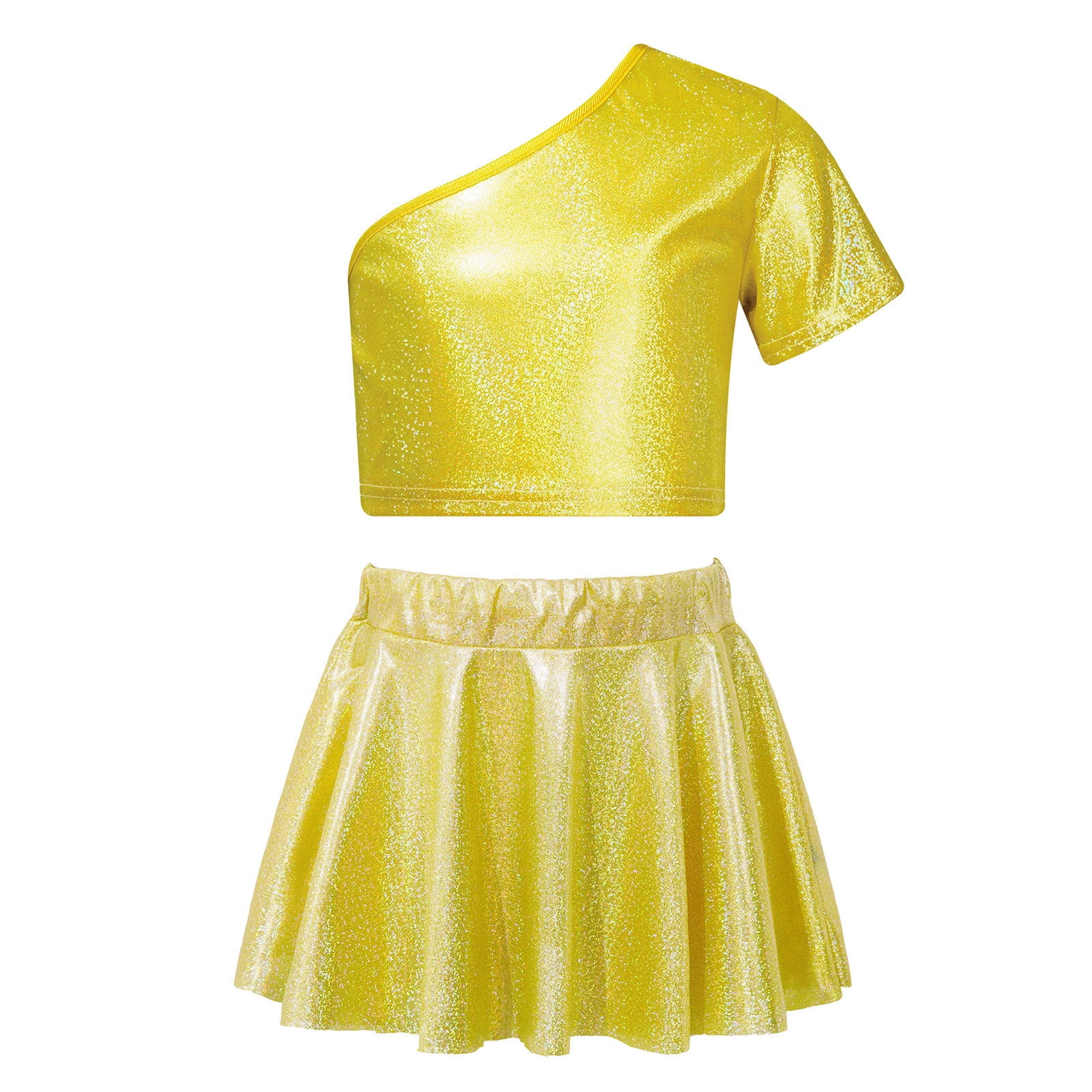 Alvivi Kids Girls Jazz Hip Hop Dance Outfit Metallic Crop Top with ...