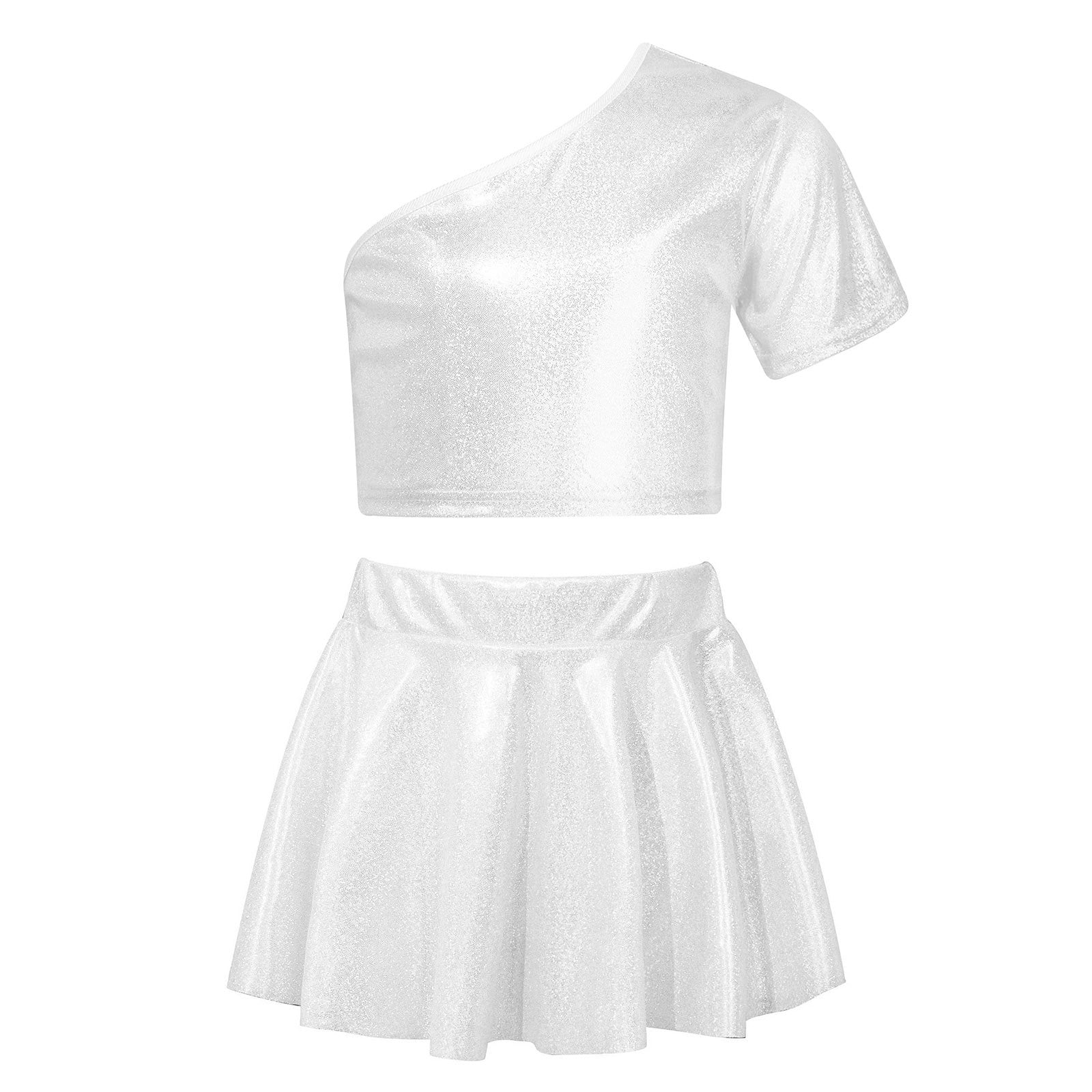 Alvivi Kids Girls Jazz Hip Hop Dance Outfit Metallic Crop Top with ...