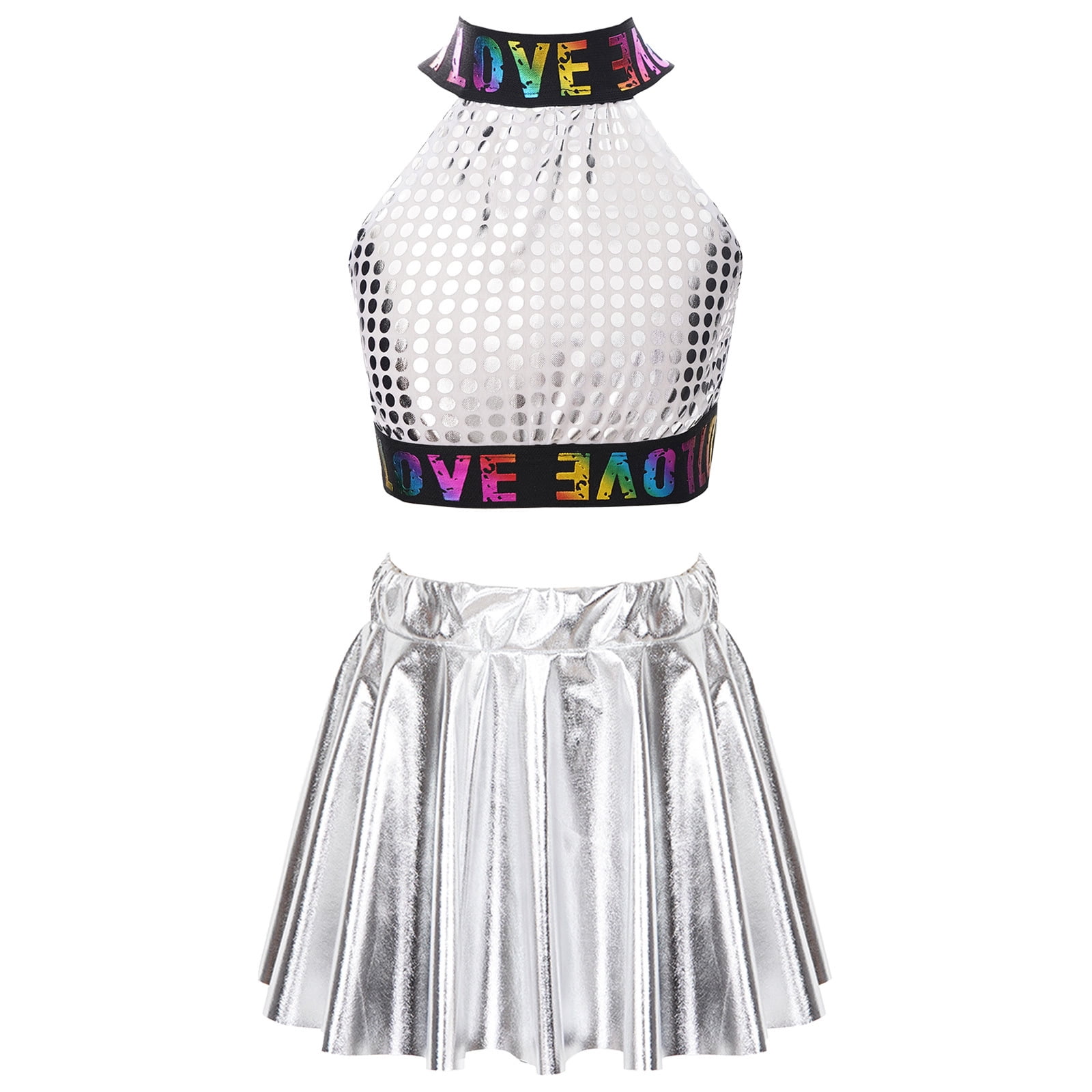 Alvivi Kids Girls Jazz Hip Hop Street Dance Outfits Sequin Sleeveless ...