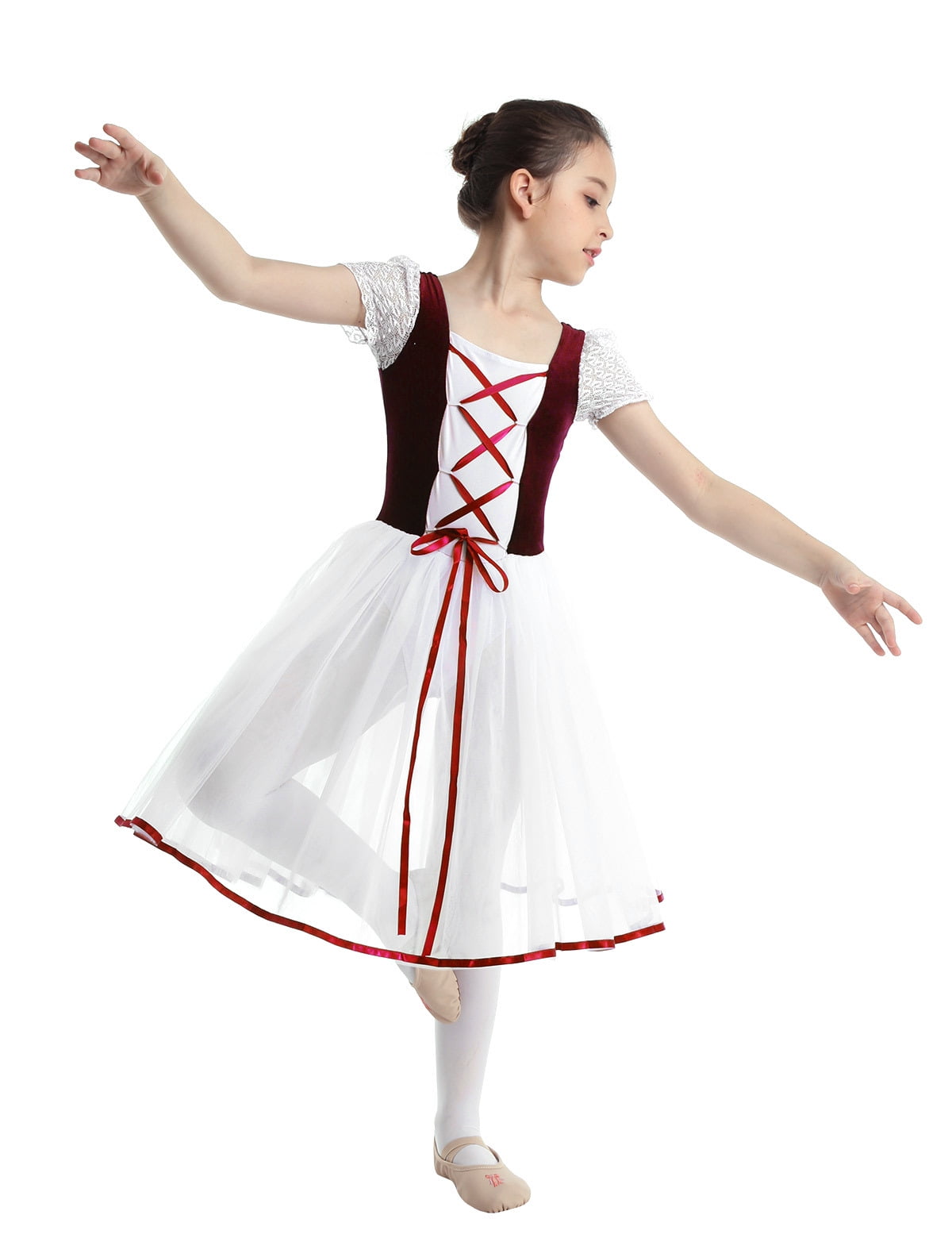 Alvivi Kids Girls Lace-up Lyrical Ballet Leotard Dress Short Bubble ...