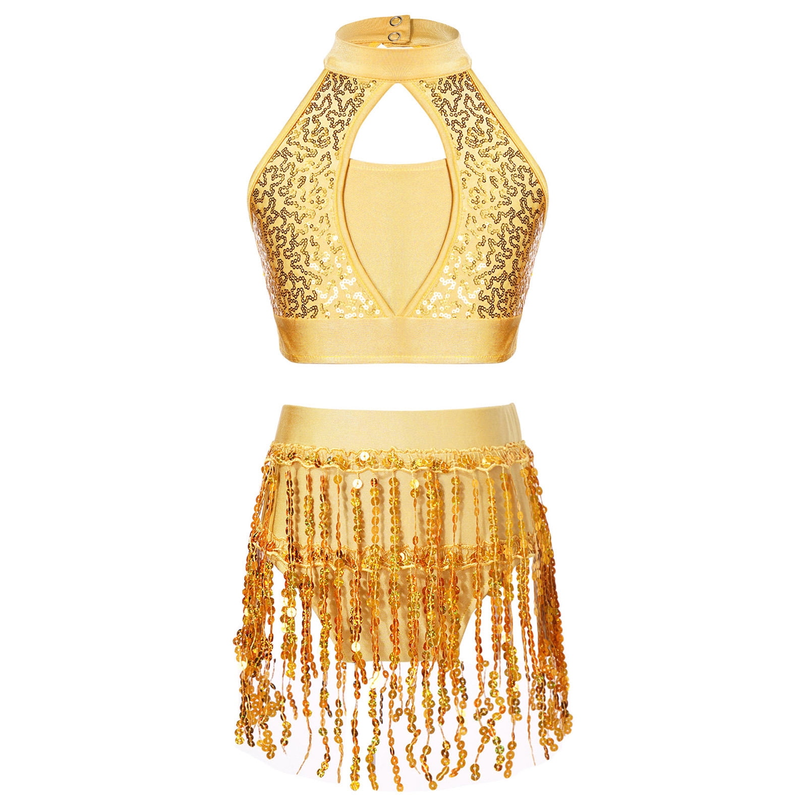 Alvivi Kids Girls Latin Tango Samba Salsa Rumba Dance Outfit Sequins ...