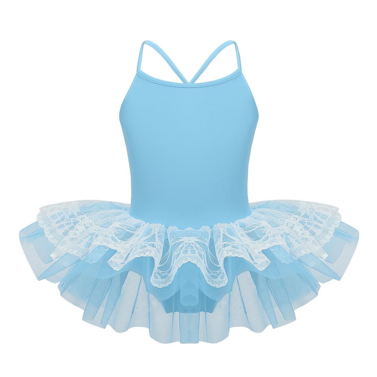 Alvivi Kids Girls Layered Lace Ballet Dance Dress Gymnastics Leotard ...