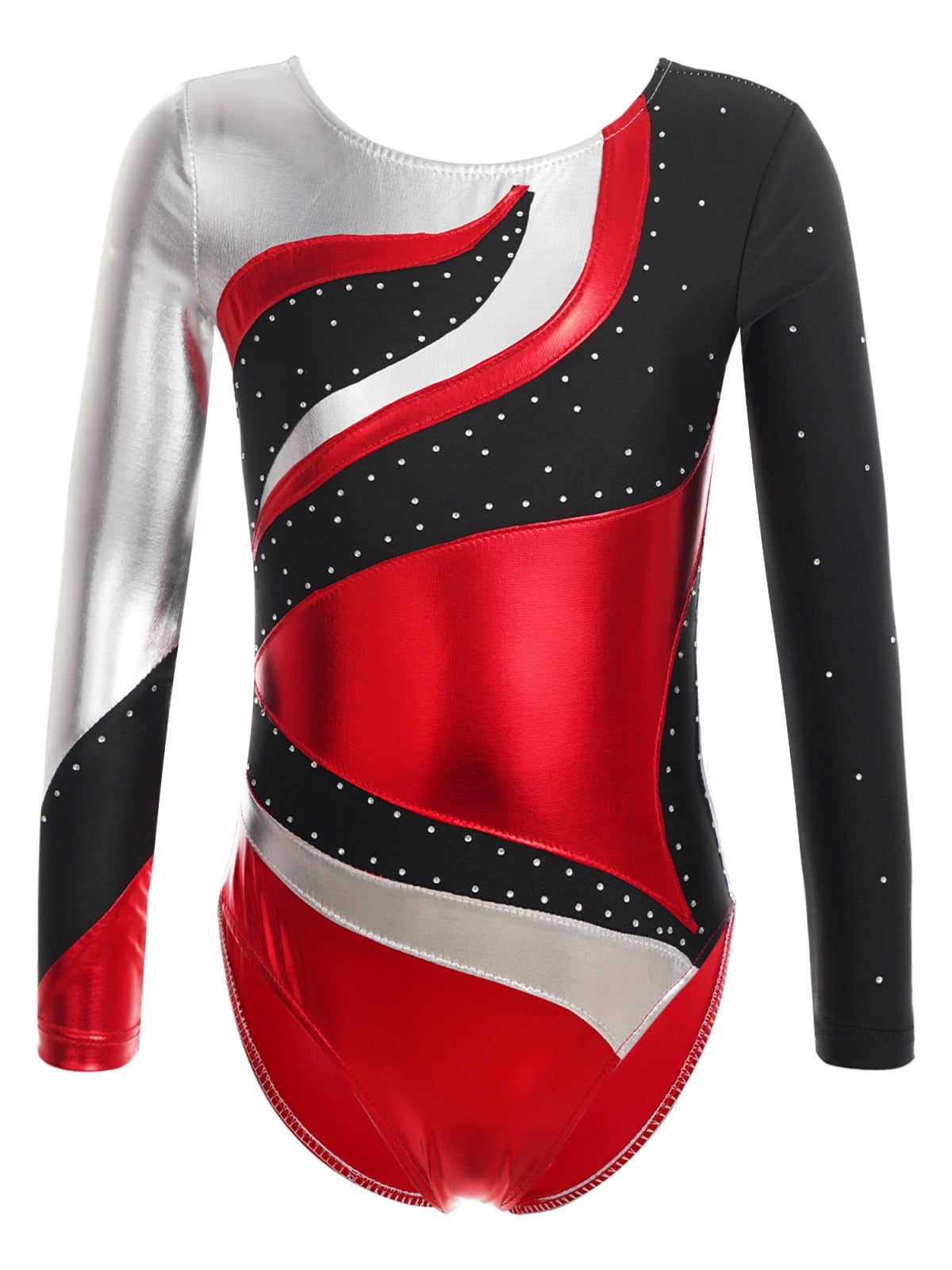 Alvivi Kids Girls Long Sleeve Gymnastics Leotards Color Block Dance ...