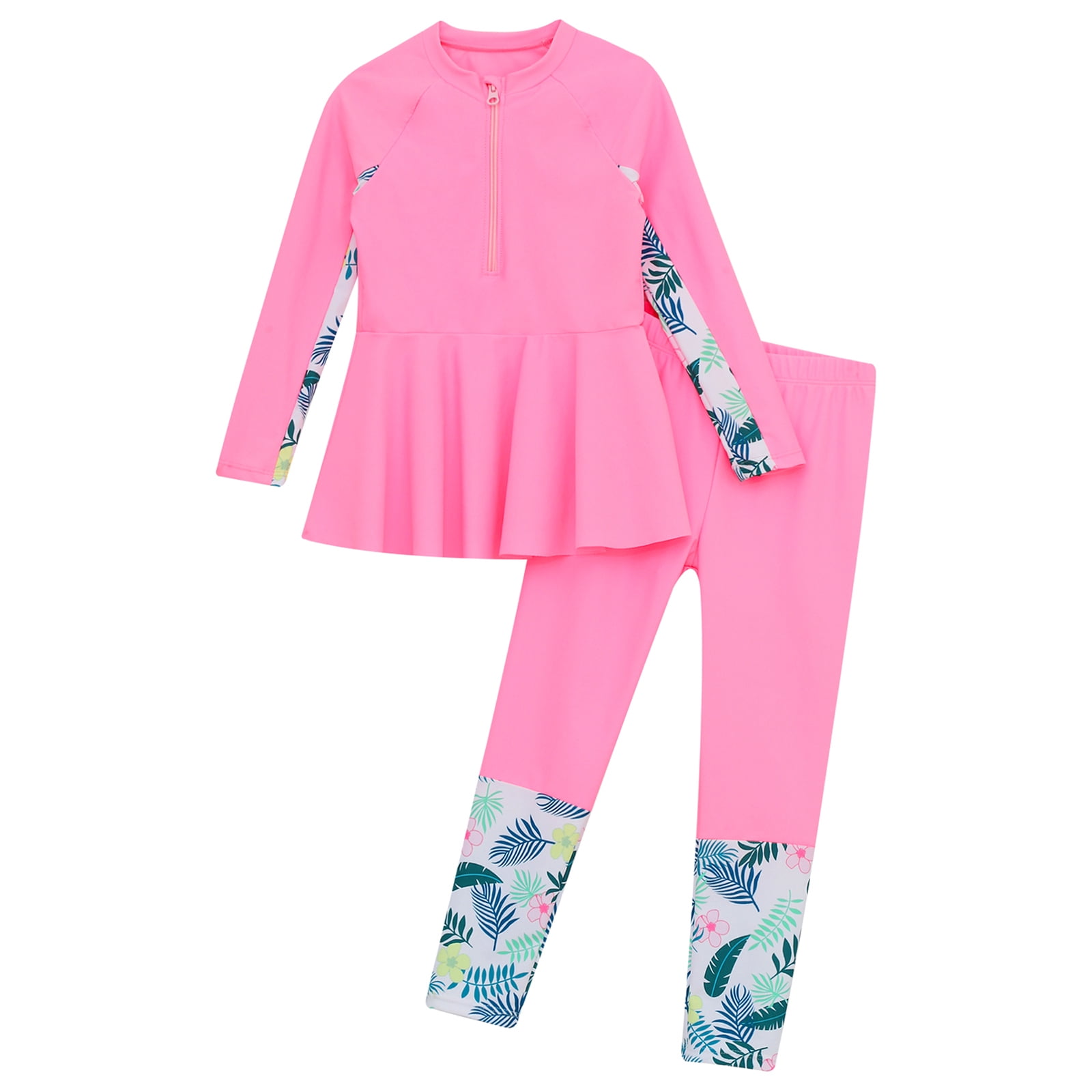 Alvivi Kids Girls Long Sleeves Rash Guard Swimsuit 2Pcs Swimming ...