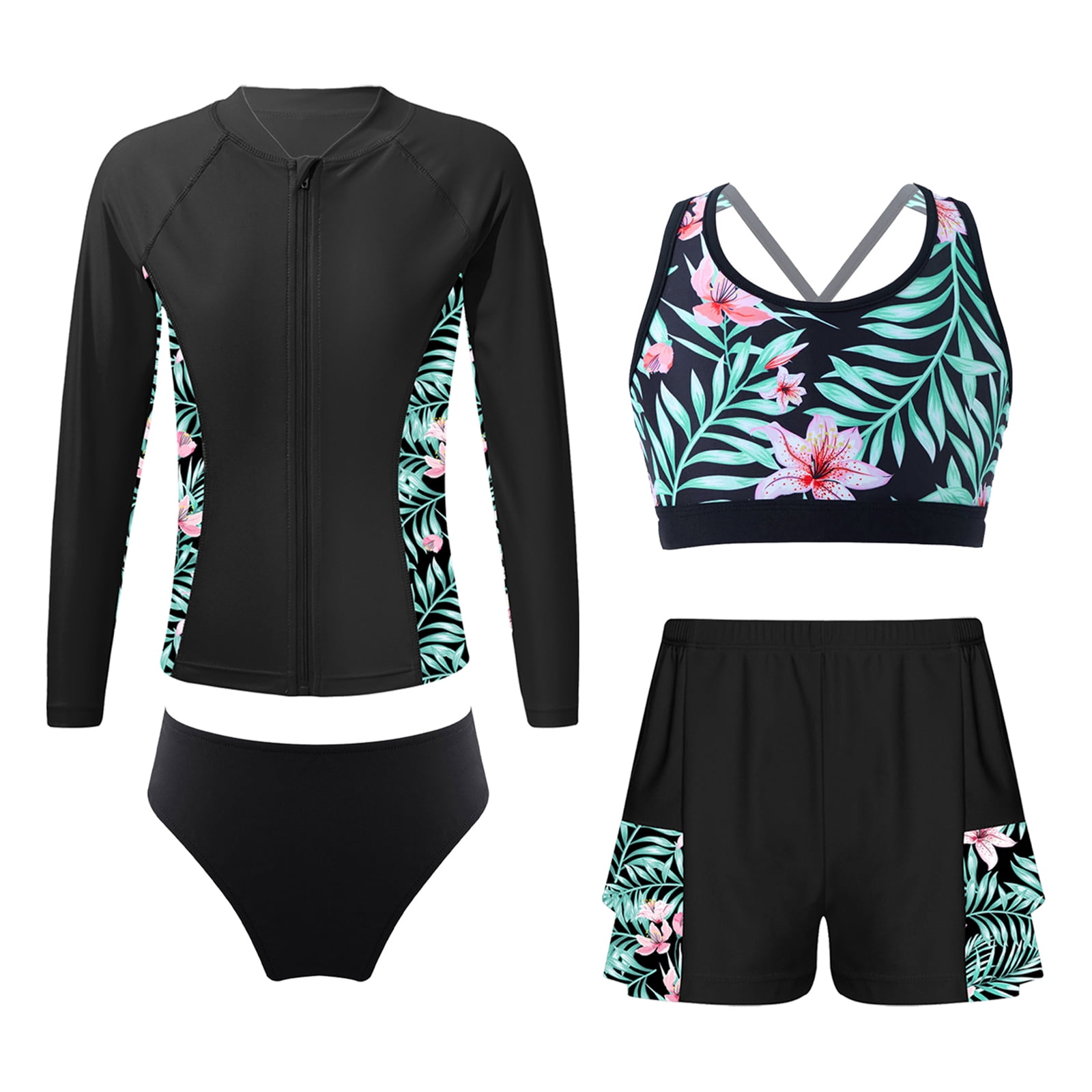 Alvivi Kids Girls Long Sleeves Rash Guard Swimsuit Beach Swimwear ...