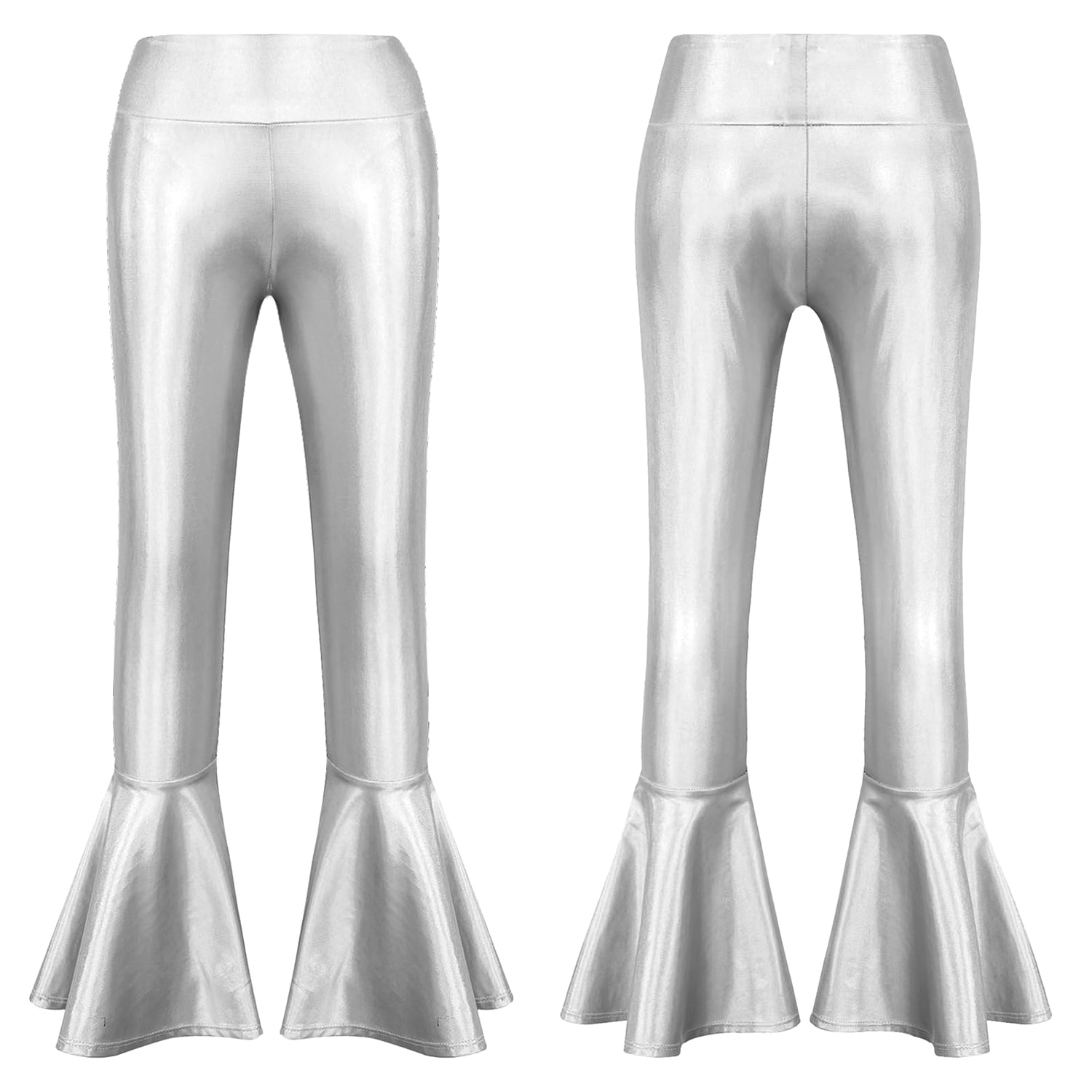 Alvivi Kids Girls Metallic Jazz Latin Dance Flare Pants Ruffle Stretchy ...