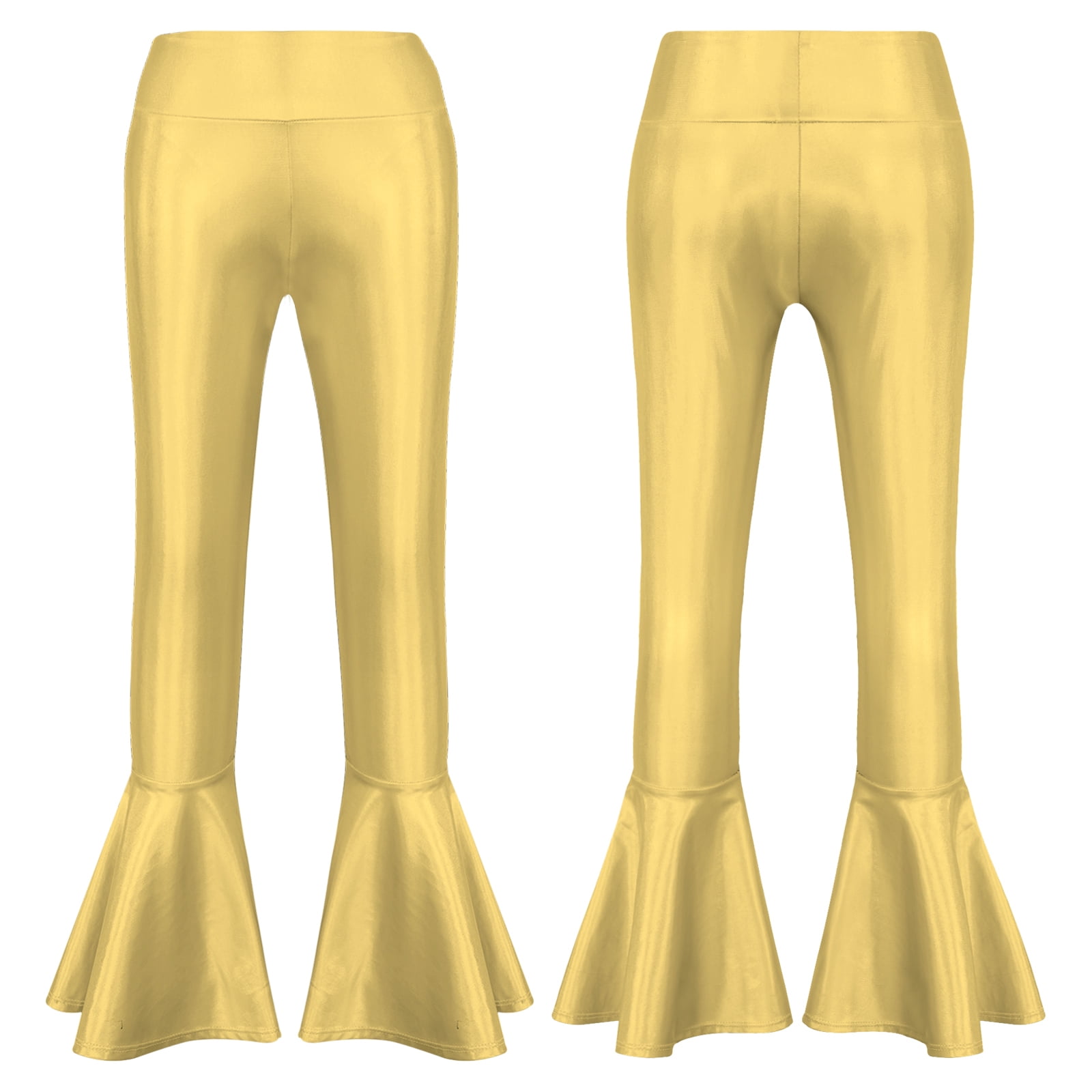 Alvivi Kids Girls Metallic Jazz Latin Dance Flare Pants Ruffle Stretchy ...