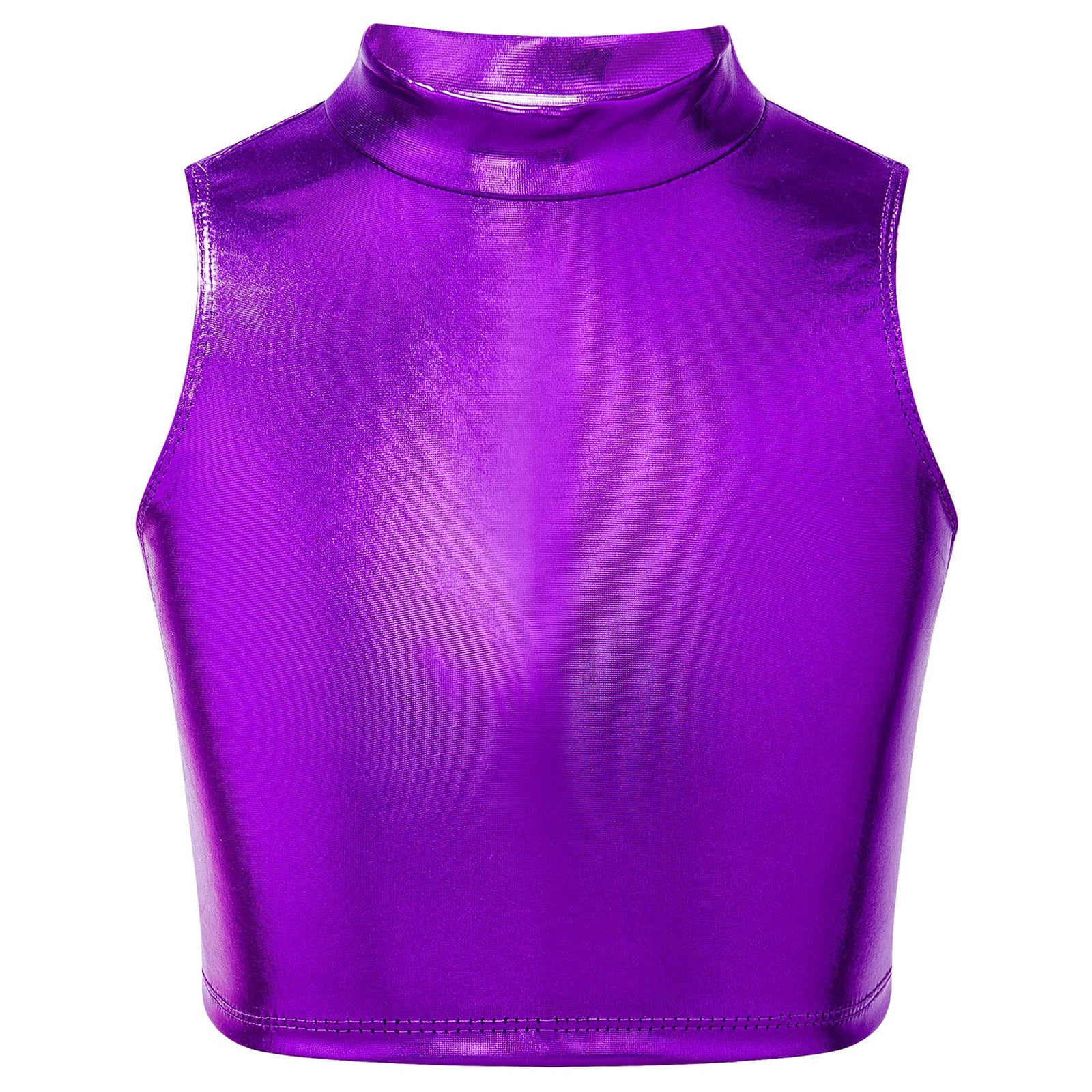 Alvivi Kids Girls Metallic Sleeveless Turtleneck Tops Gymnastics ...