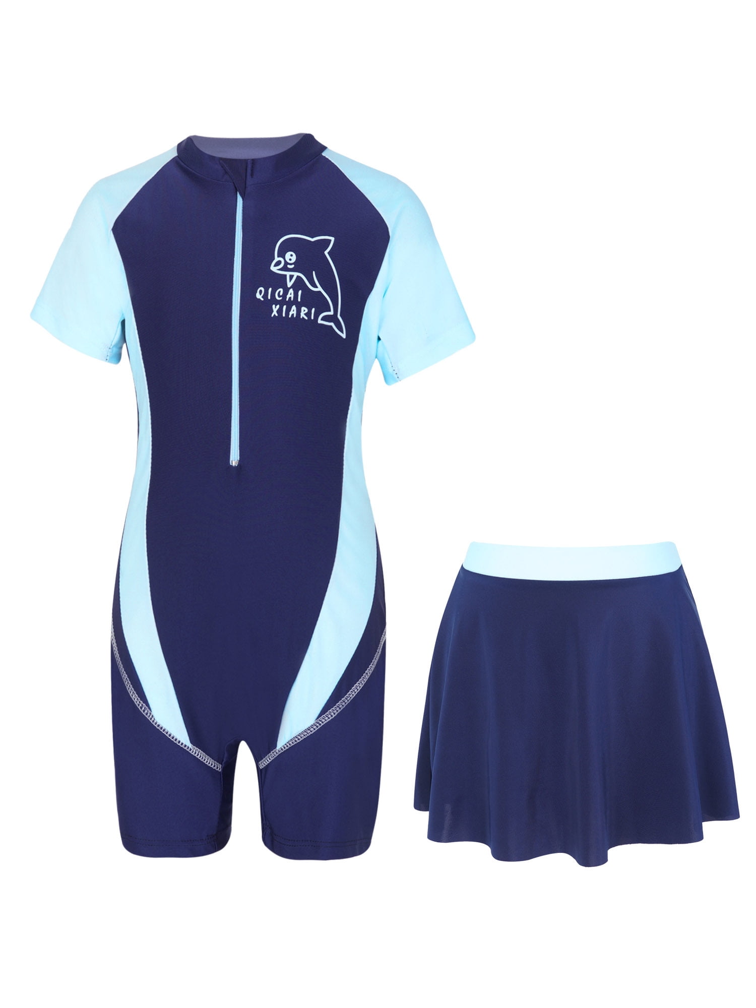 Alvivi Kids Girls One Piece Short Sleeve Rash Guard Swimsuit Surfing ...