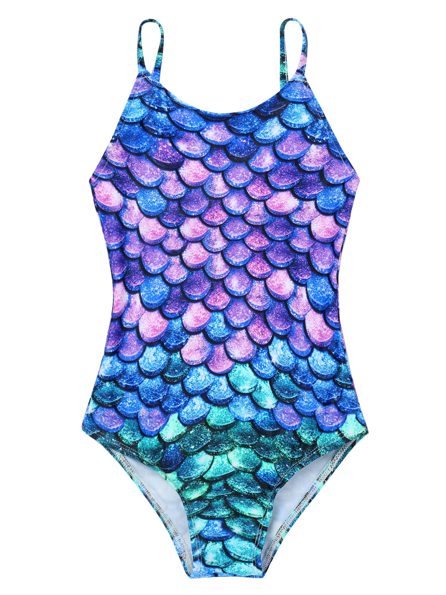 Alvivi Kids Girls One Piece Swimsuit Fish Scales Spaghetti Straps ...