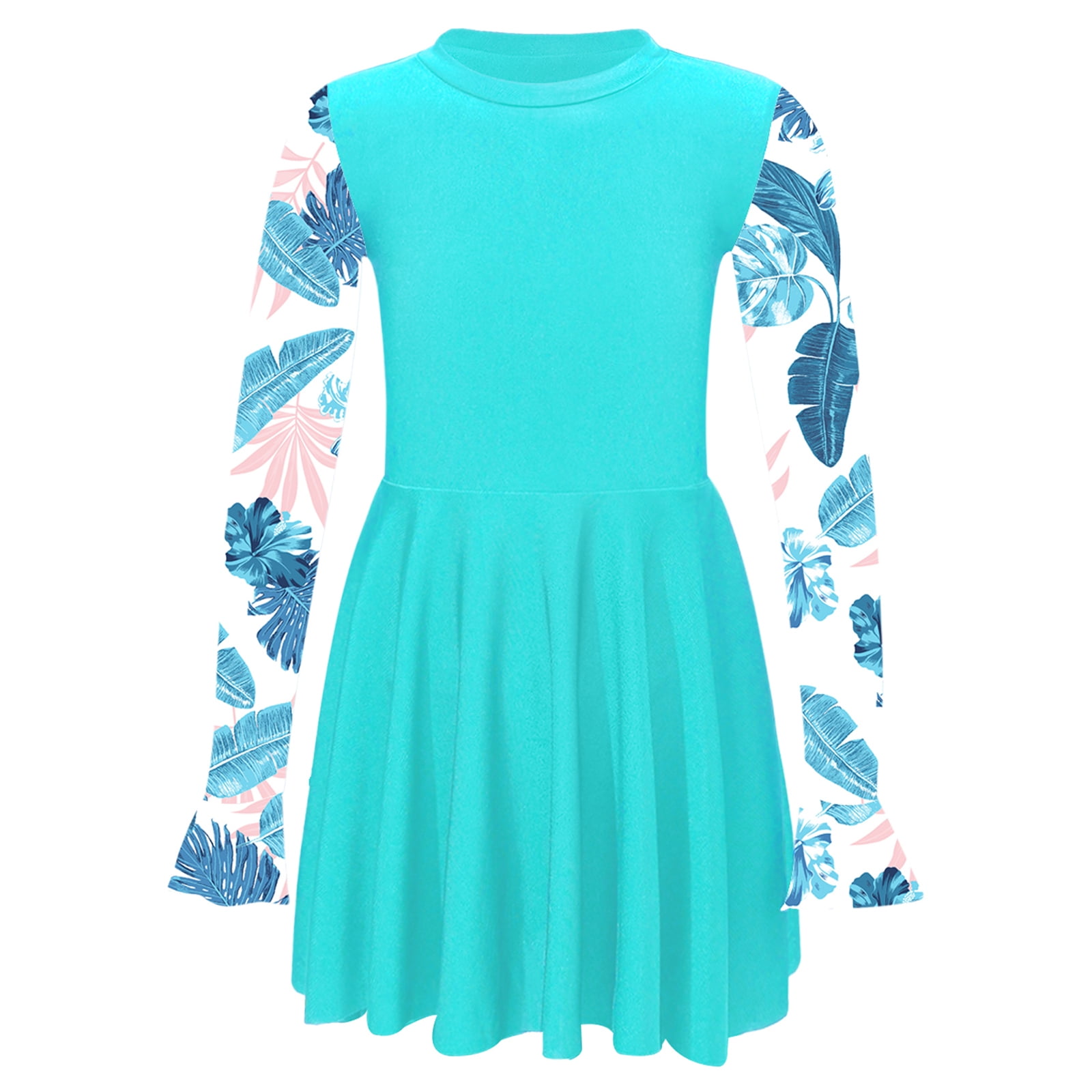 Alvivi Kids Girls Printed Patchwork Swim Dress Rashguard One Piece Long ...