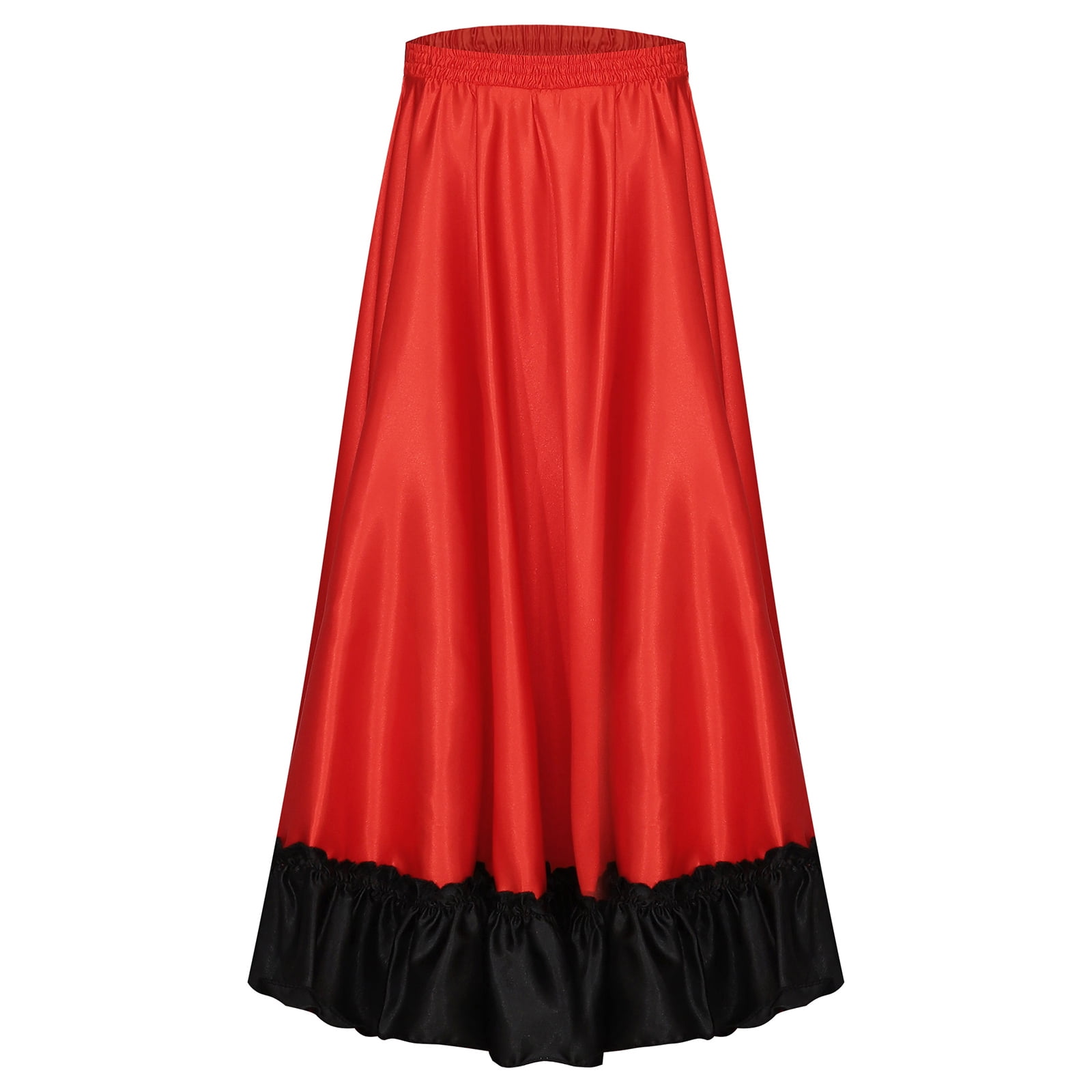 Alvivi Kids Girls Ruffles Layers Spanish Flamenco Belly Long Dance ...